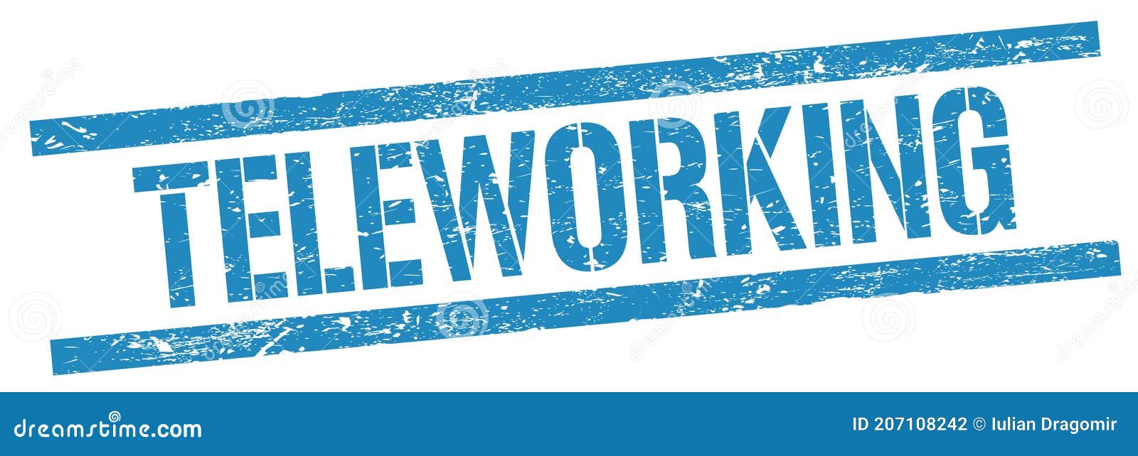 TELEWORKING Text on Blue Grungy Rectangle Stamp Stock Illustration ...