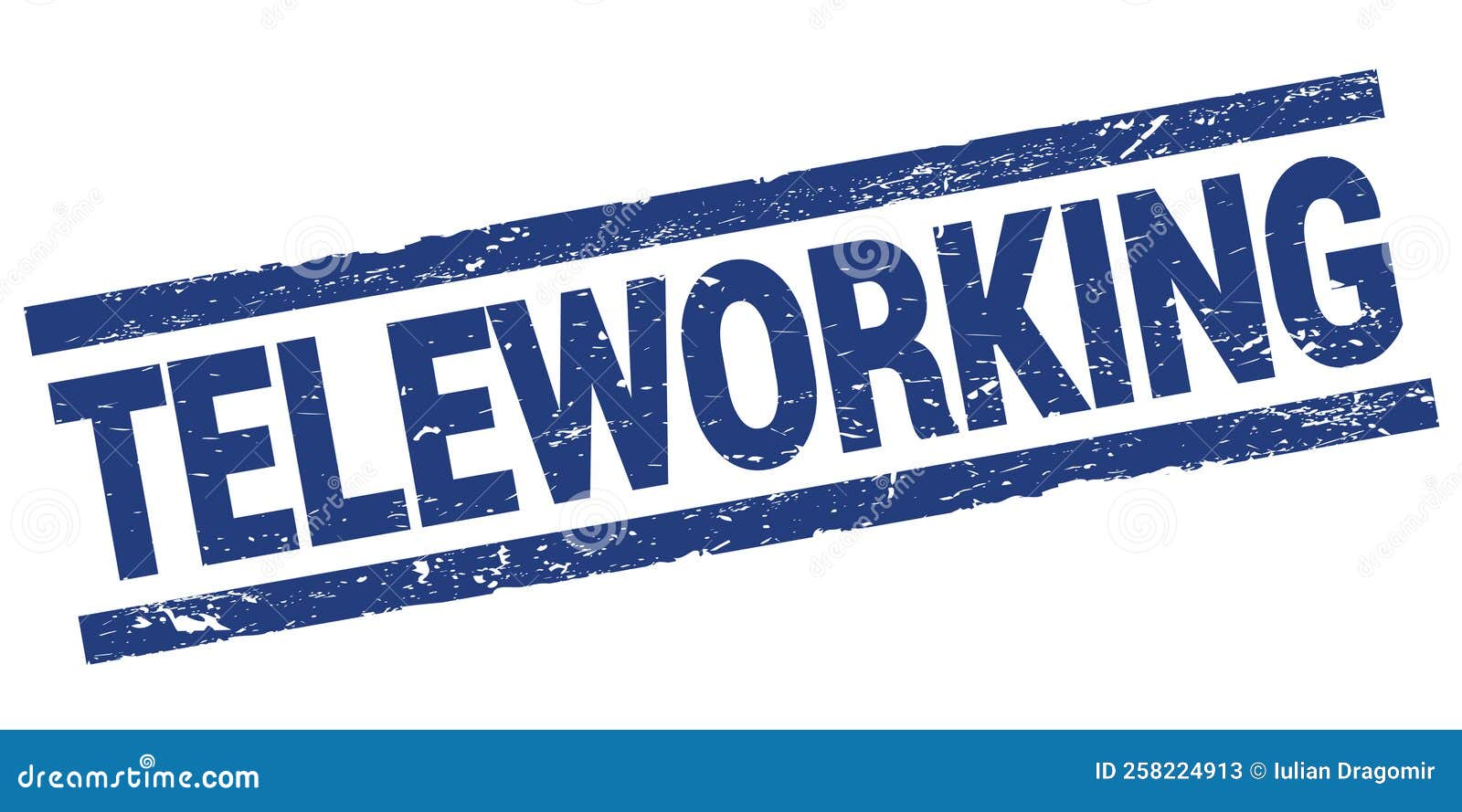 TELEWORKING Text on Blue Rectangle Stamp Sign Stock Illustration ...
