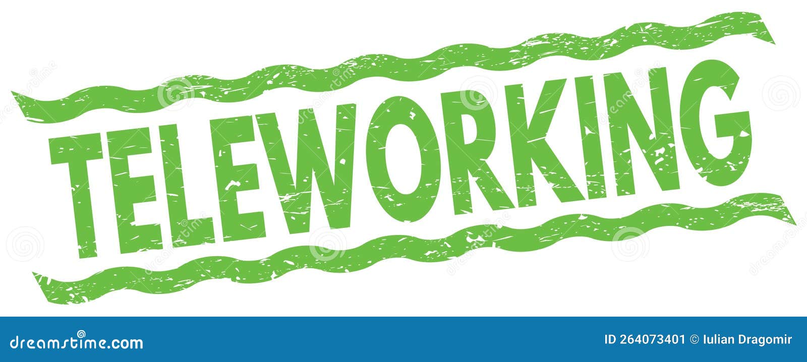 TELEWORKING Text on Green Lines Stamp Sign Stock Illustration ...