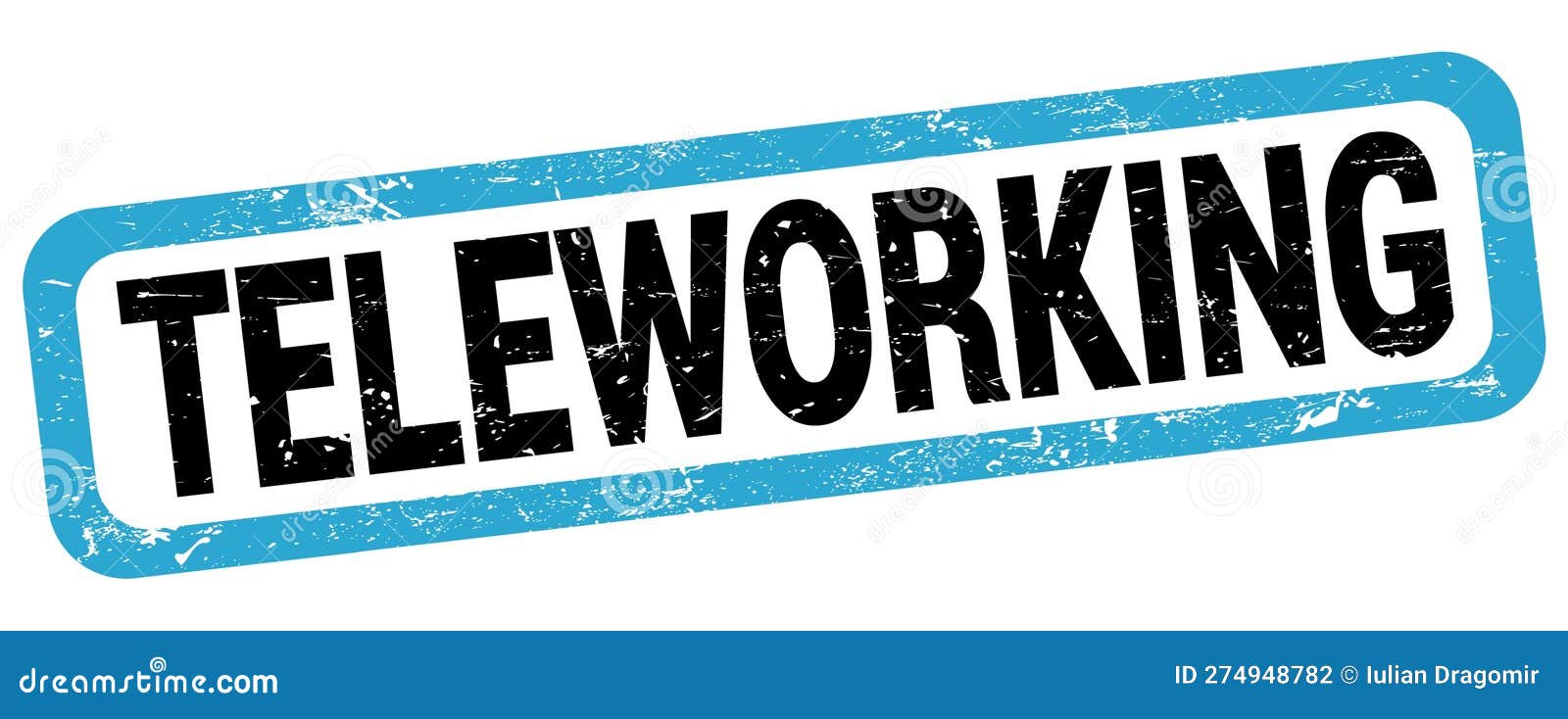 TELEWORKING Text Written on Blue-black Rectangle Stamp Stock ...