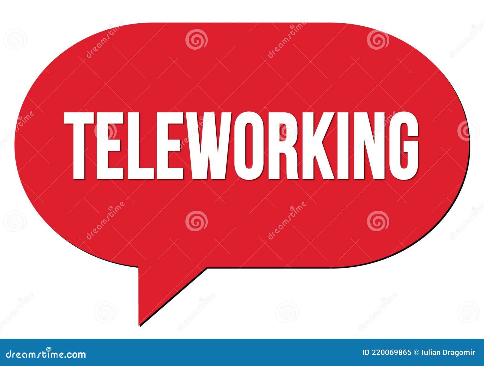 TELEWORKING Text Written in a Red Speech Bubble Stock Illustration ...