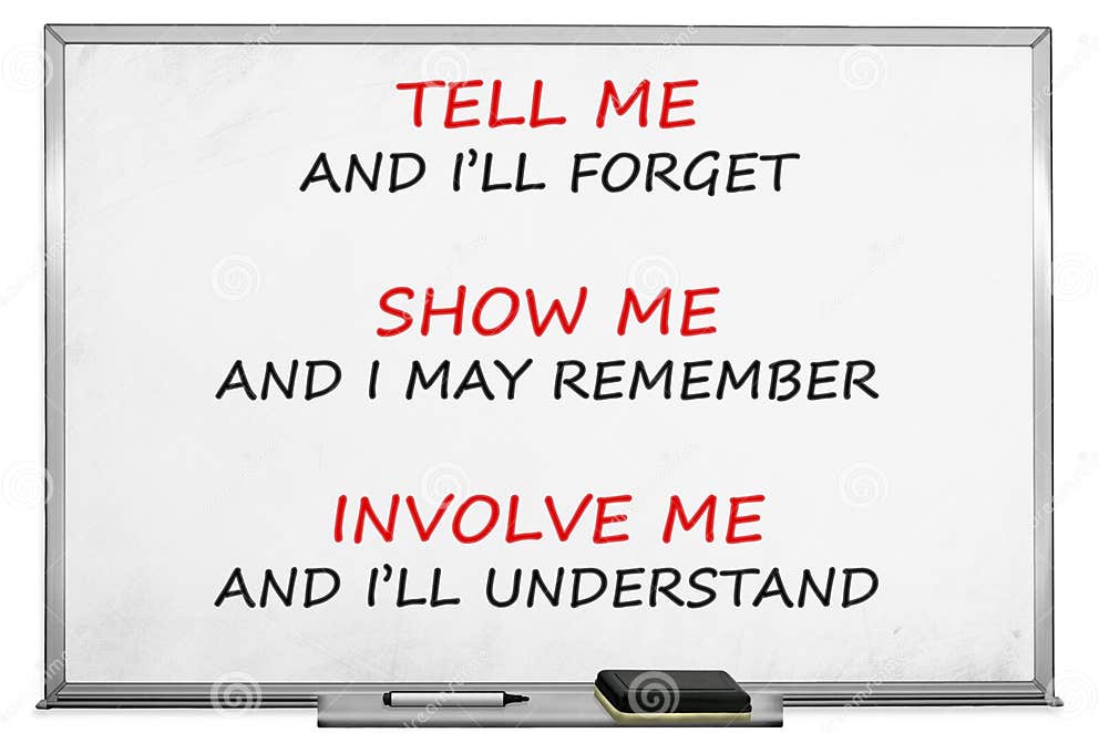 Tell Me, Show Me, Involve Me, Whiteboard Stock Image - Image of board ...