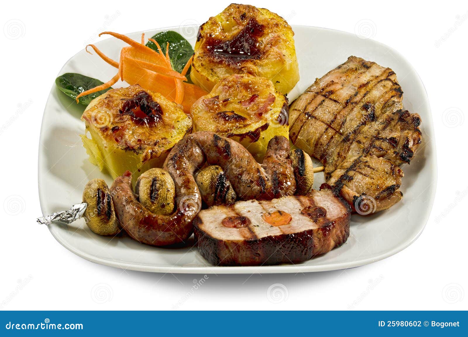 Teller Mit Verschiedenem Fleisch Und Kartoffeln Stockfoto - Bild von ...