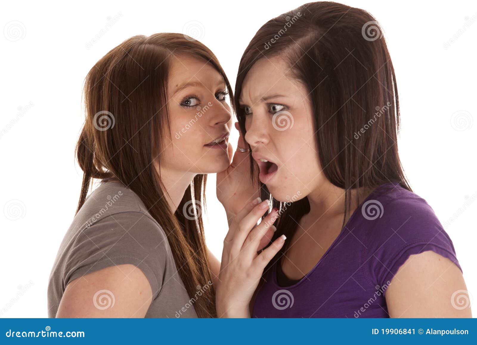 Telling secrets stock image. Image of brunette, face - 19906841