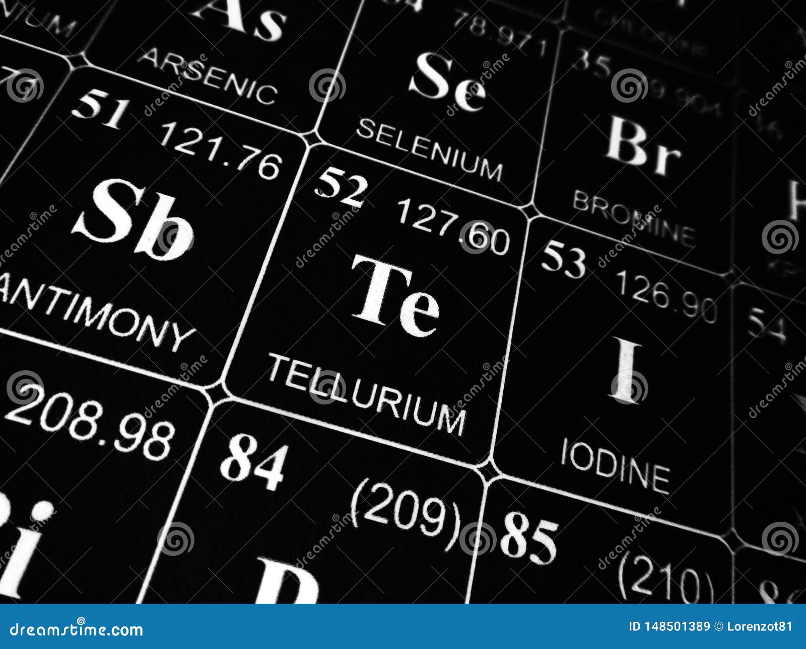 Tellurium on the Periodic Table of the Elements Stock Image - Image of ...