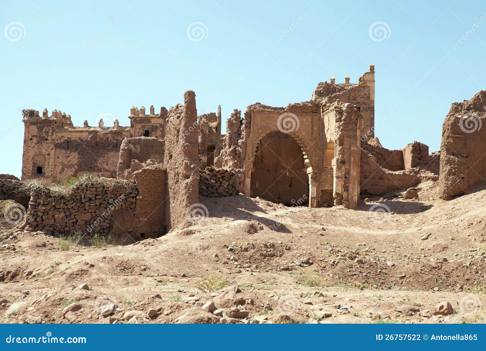 Telouet Ancient Kasbah Ruins Stock Photo - Image of landmarks, place ...