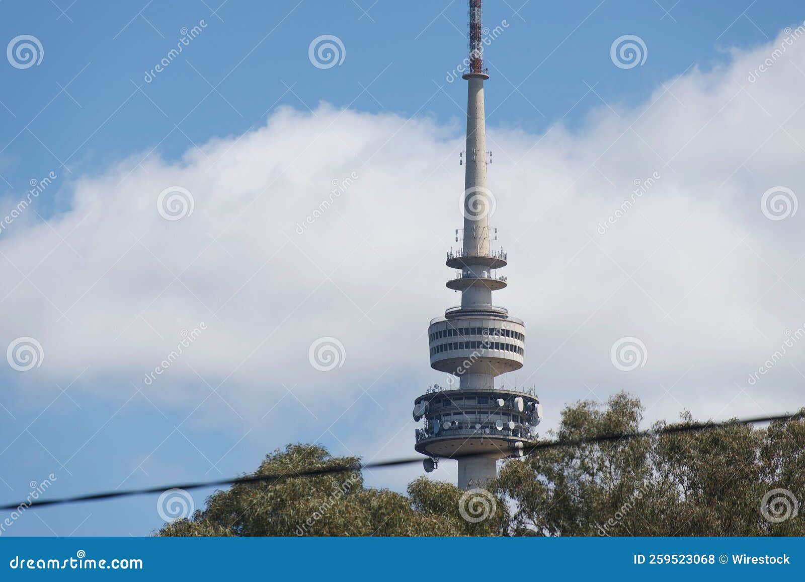 Telstra Tower with a Cloudy Sky Background Stock Photo - Image of view ...