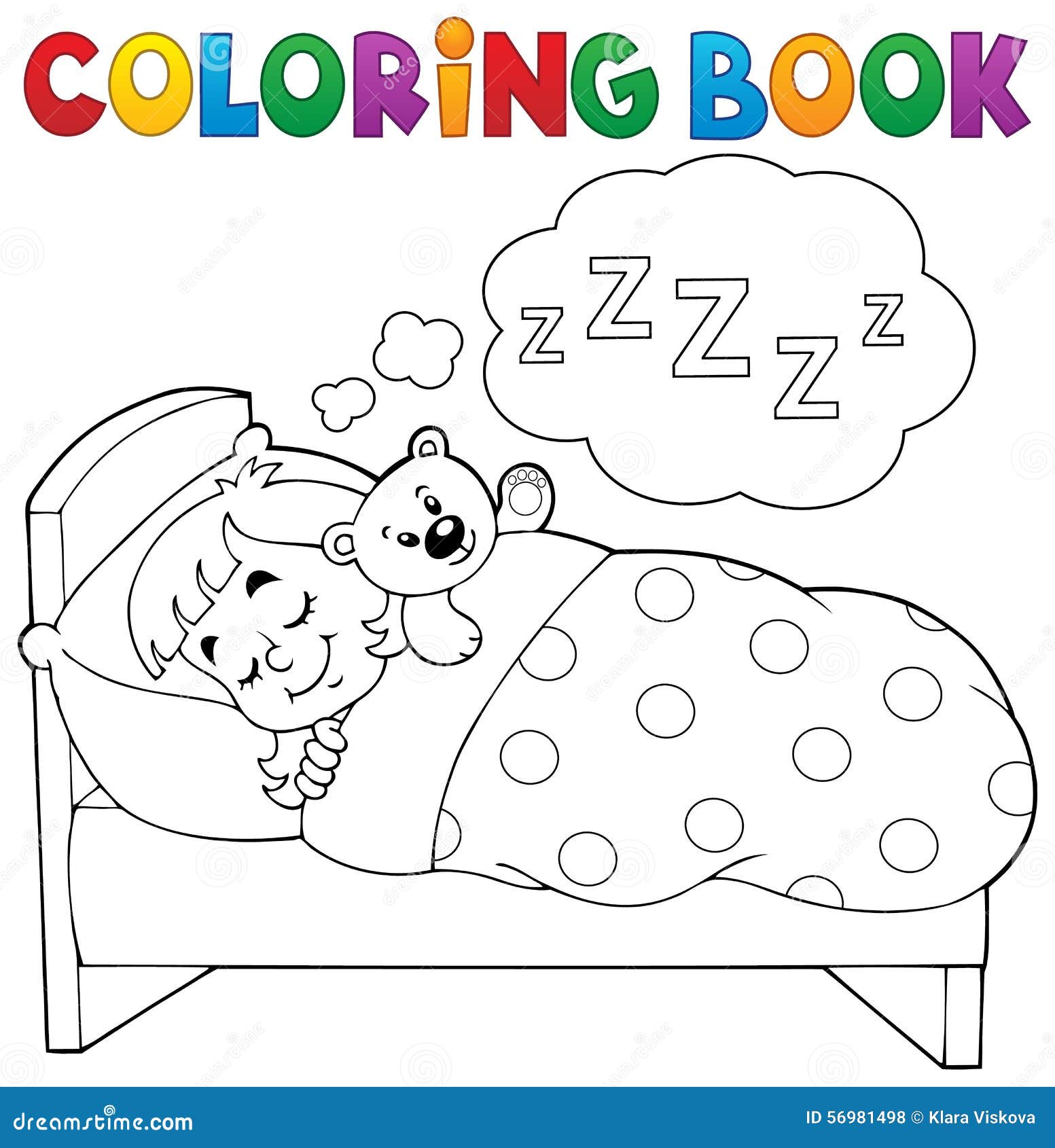 Tema 1 Da Criança Do Sono Do Livro Para Colorir Ilustração do Vetor ...