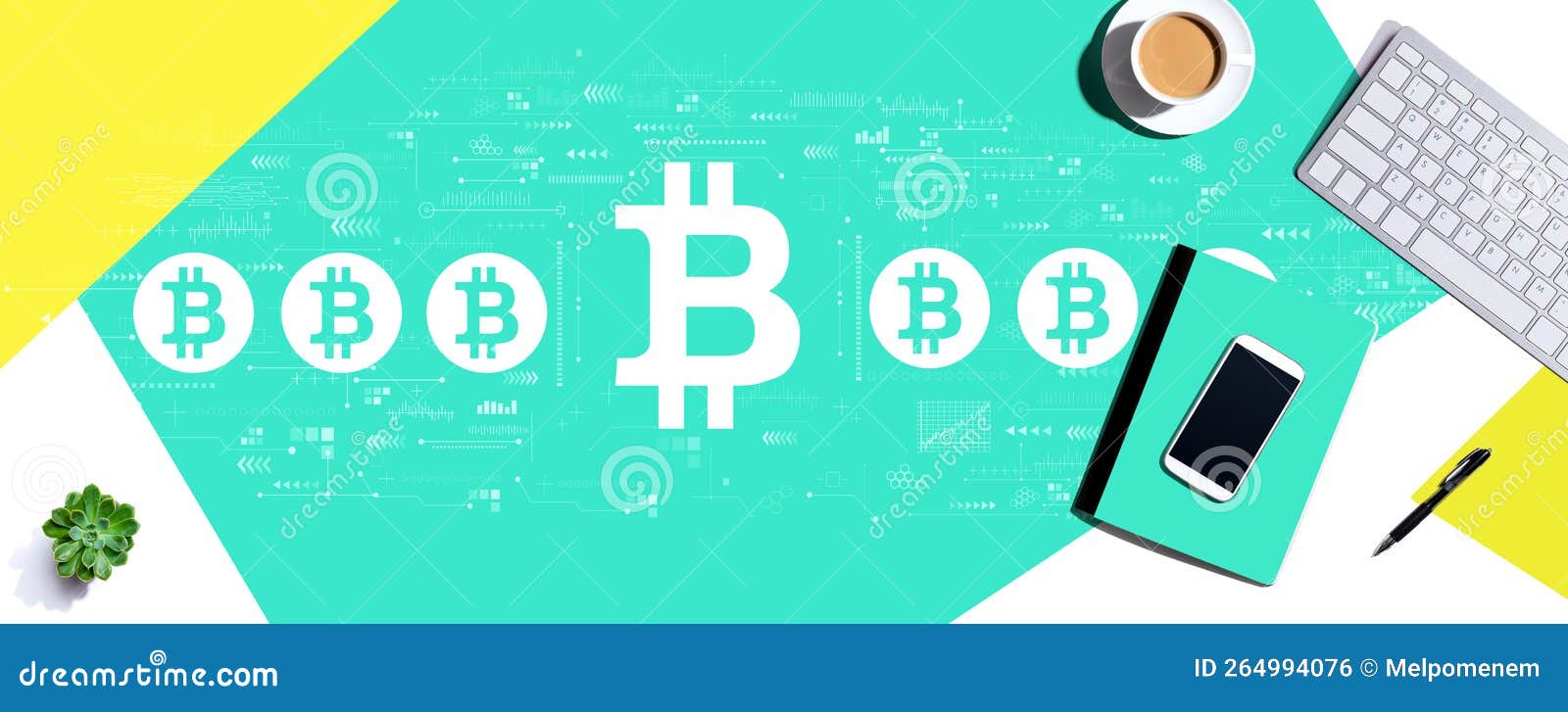 Tema De Bitcoin Con Teclado De Computadora Y Elementos De Oficina Foto ...