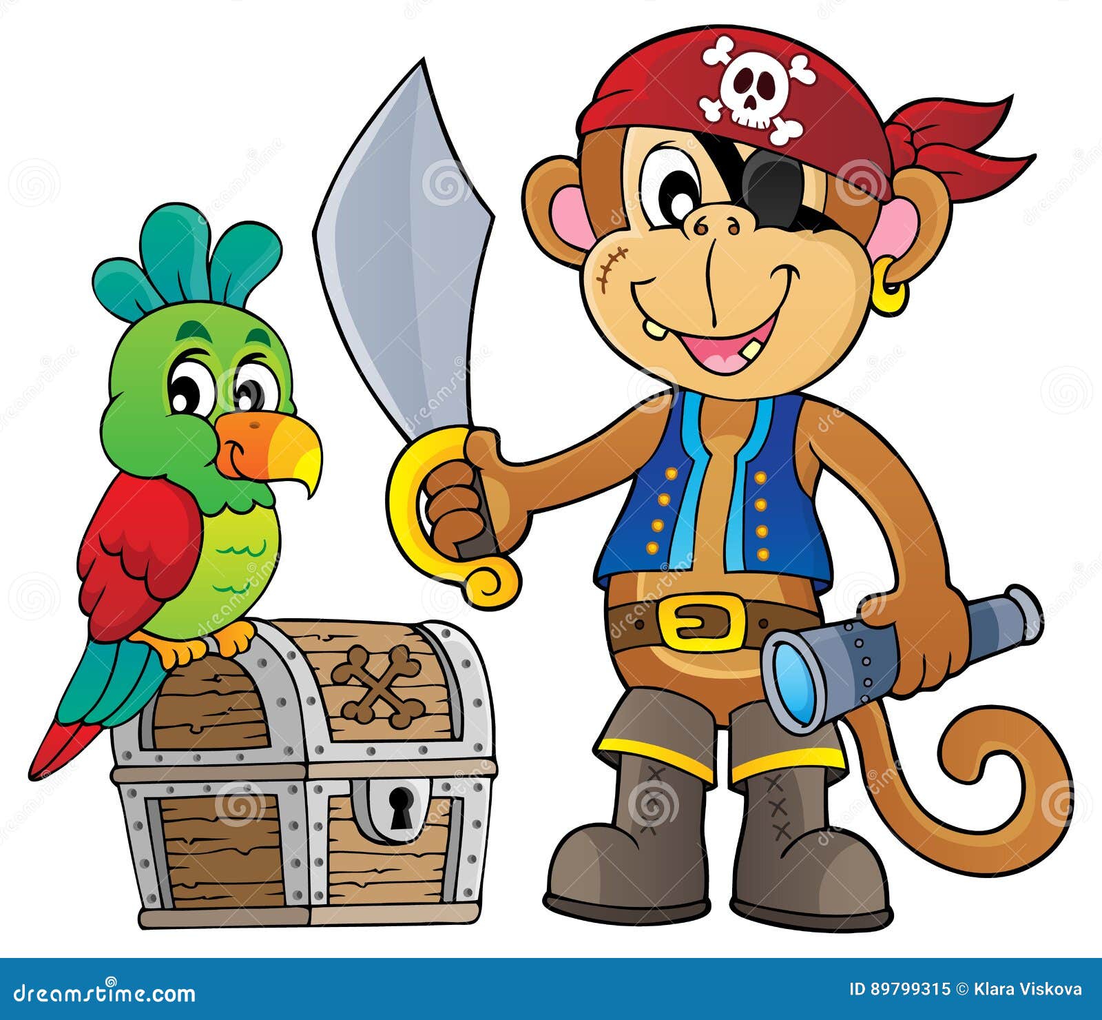 Tema 1 del mono del pirata ilustración del vector. Ilustración de arma ...