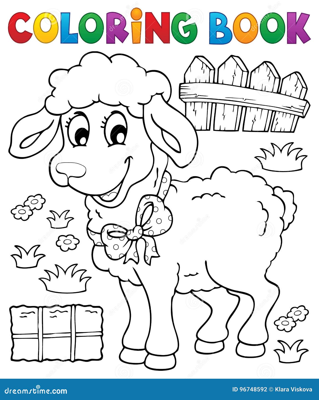 Tema 3 Delle Pecore Del Libro Da Colorare Illustrazione Vettoriale ...