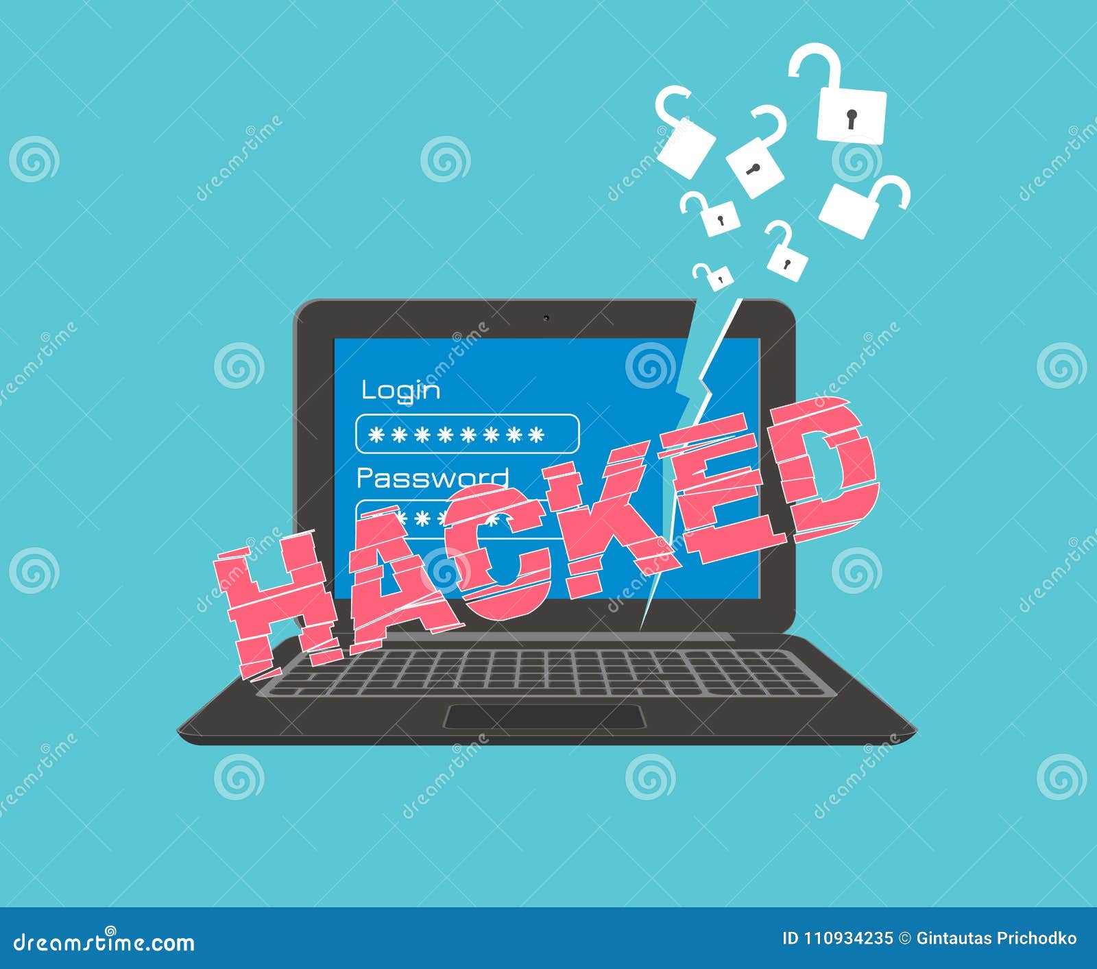 Tema Quebrado Do Ataque Do Hacker De Computador Ilustração do Vetor ...