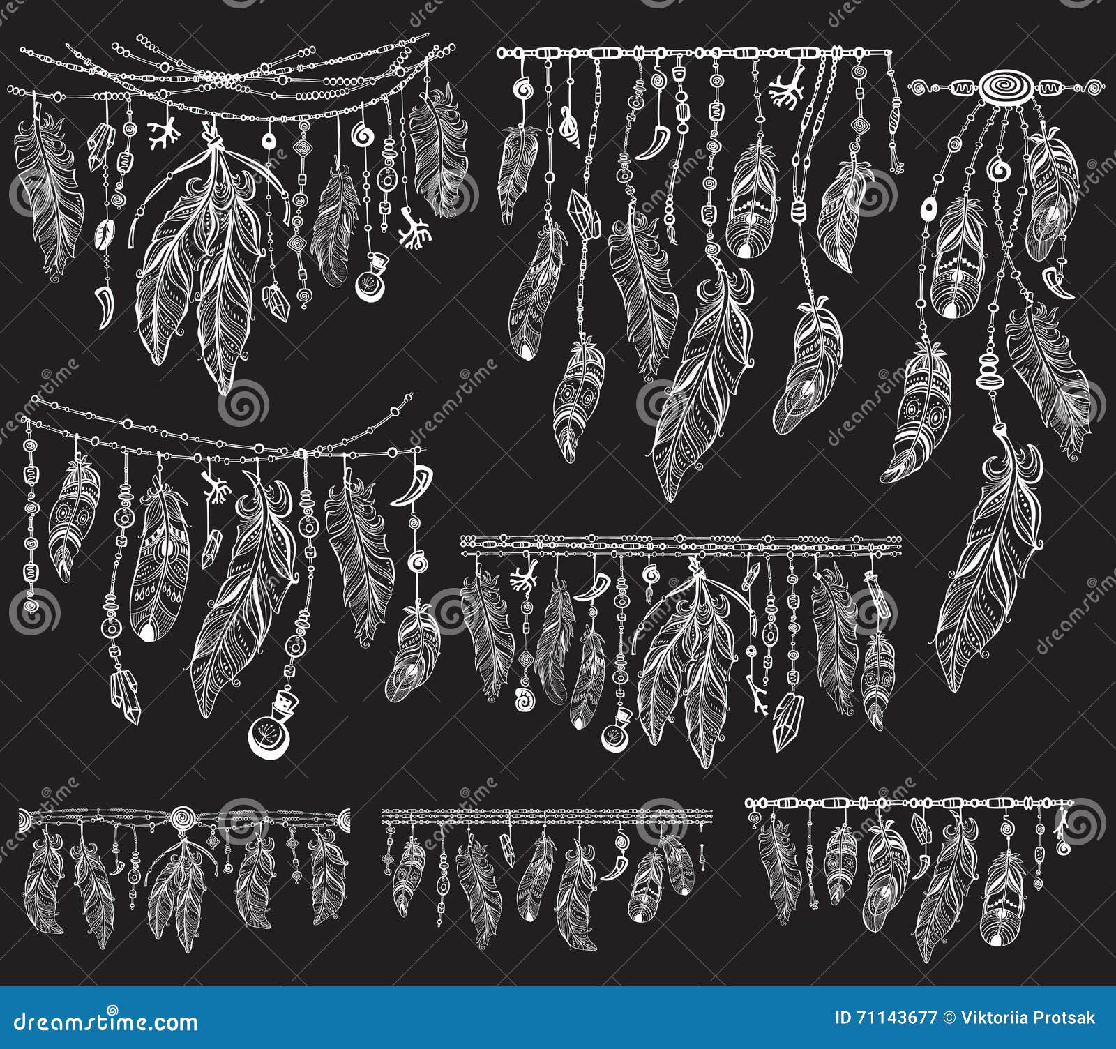 Tema Tribal Con Las Plumas En Negro Ilustración del Vector ...