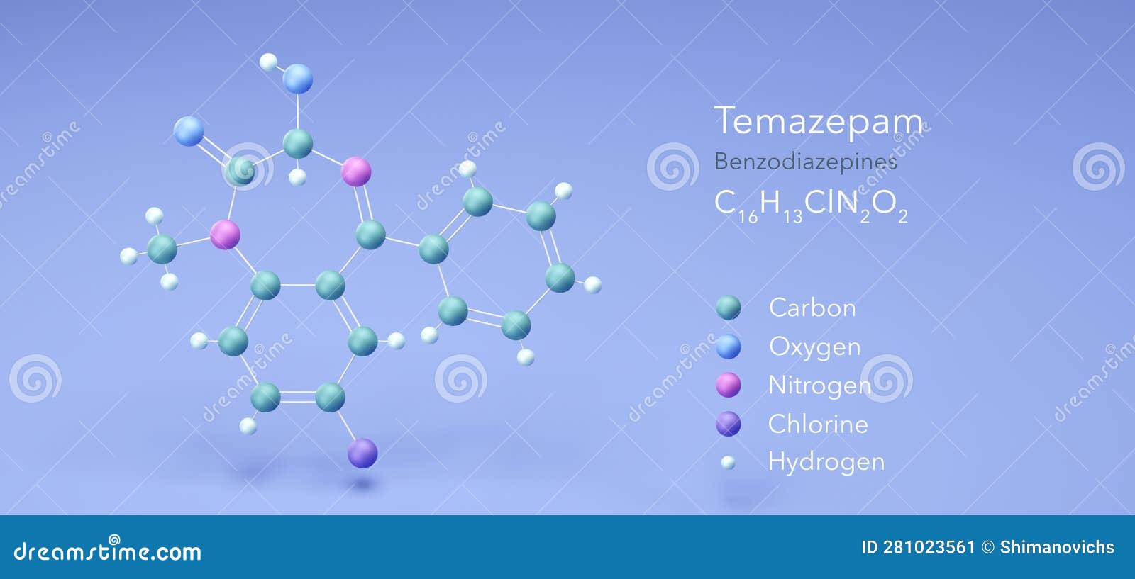 Temazepam Molecule, Molecular Structures, Restoril, 3d Model ...