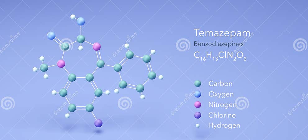 Temazepam Molecule, Molecular Structures, Restoril, 3d Model ...