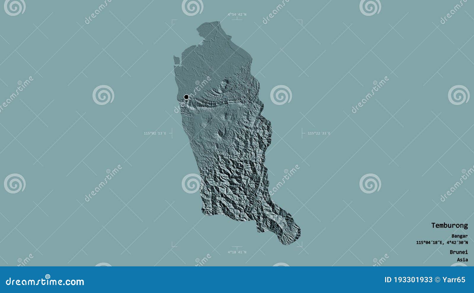 Temburong - Brunei. Bounding Box. Administrative Stock Illustration ...