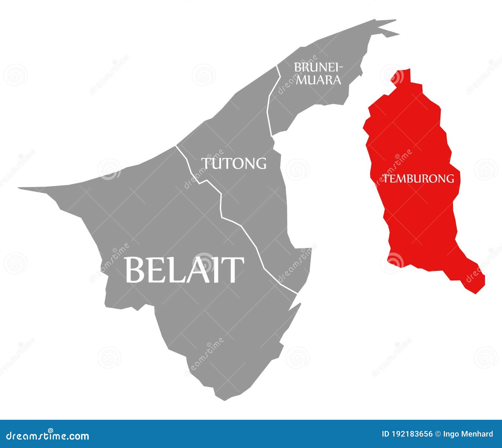 Brunei Map Highlighted In Brunei Flag Colors And Pin Of Country Capital ...