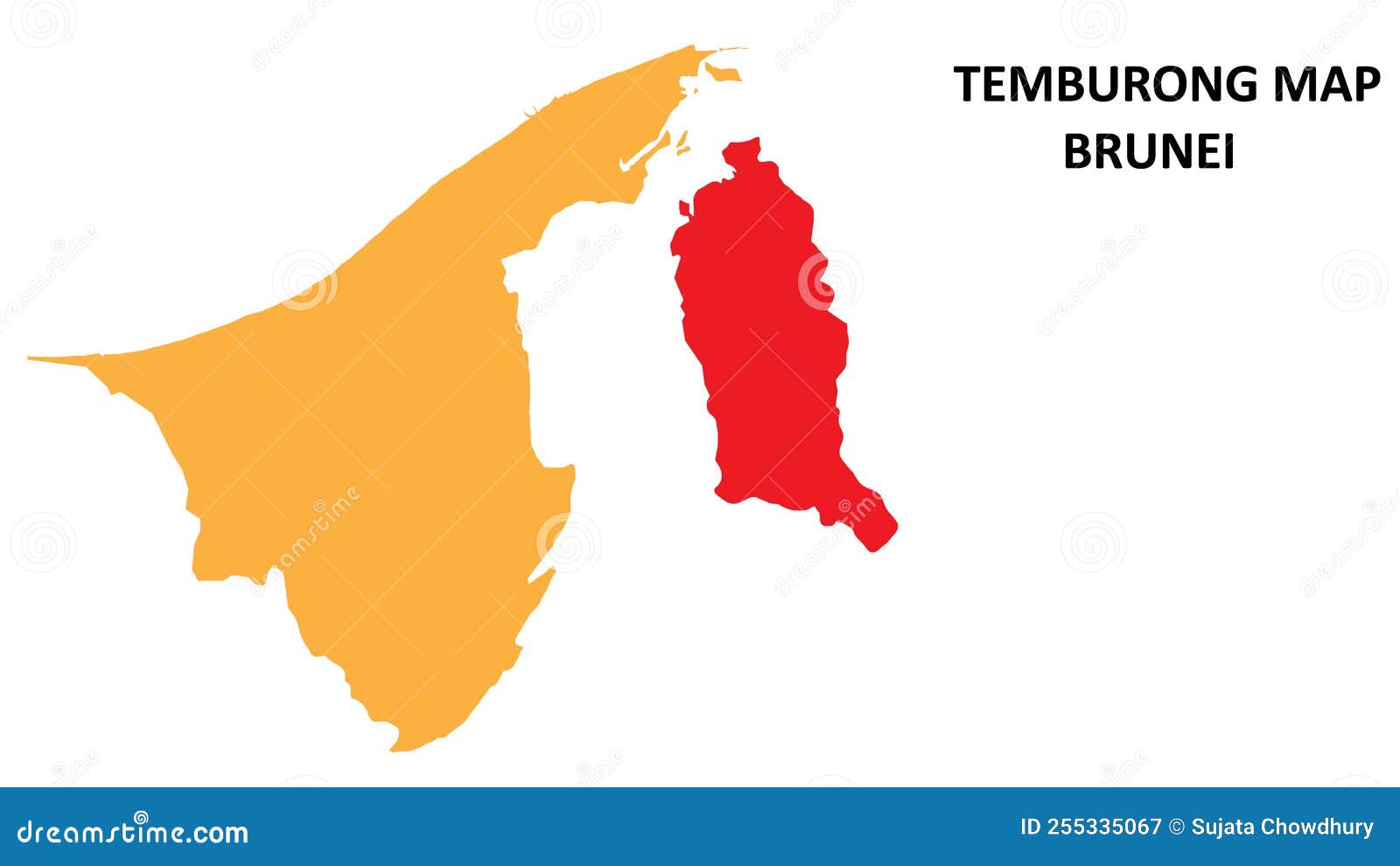 Temburong State and Regions Map Highlighted on Brunei Map Stock Vector ...