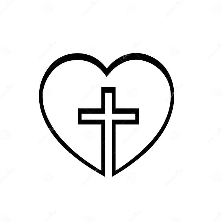 Love and cross icon. stock vector. Illustration of file - 253567558