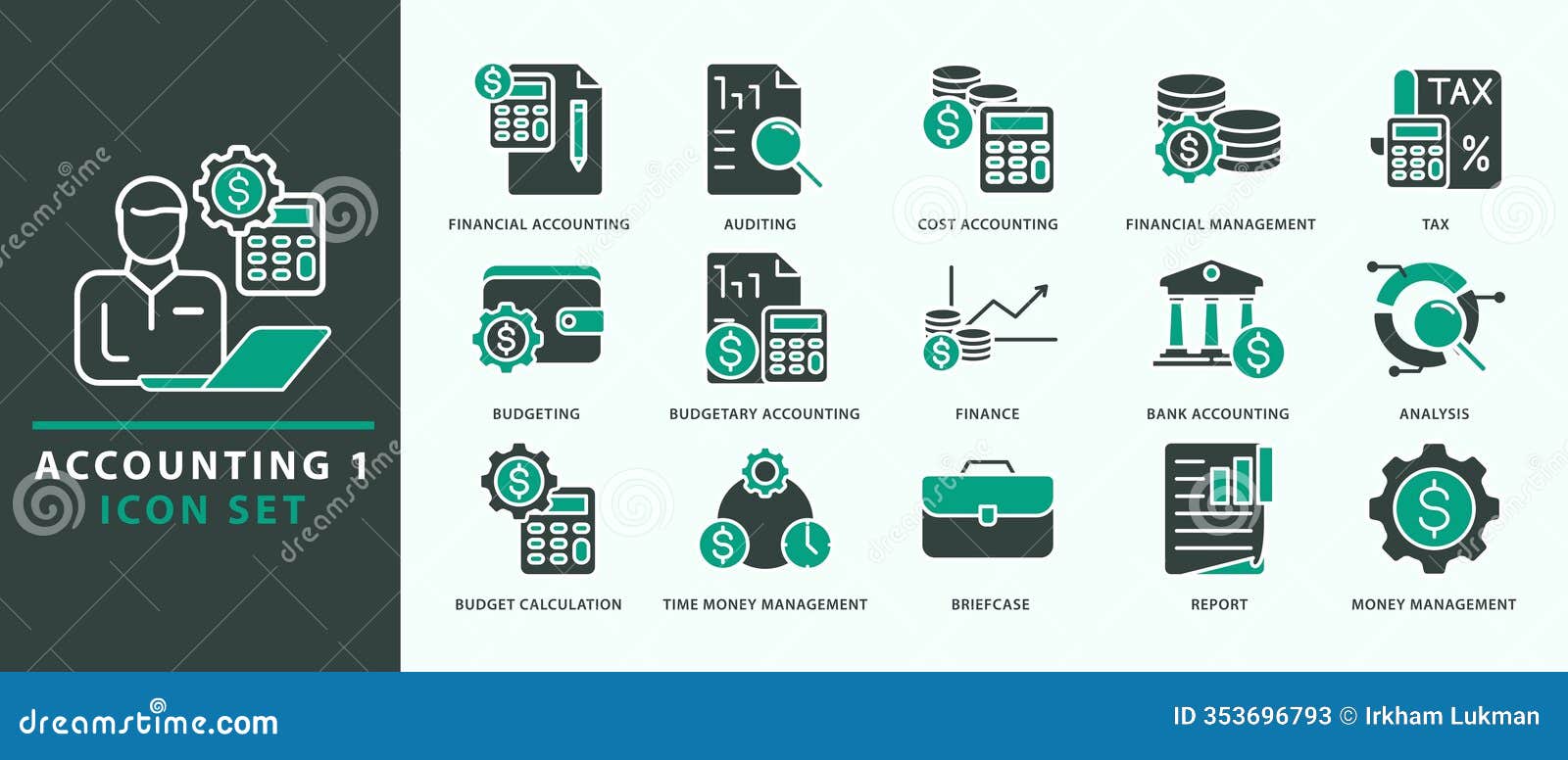 Accounting flat icons stock vector. Illustration of accountant - 353696793