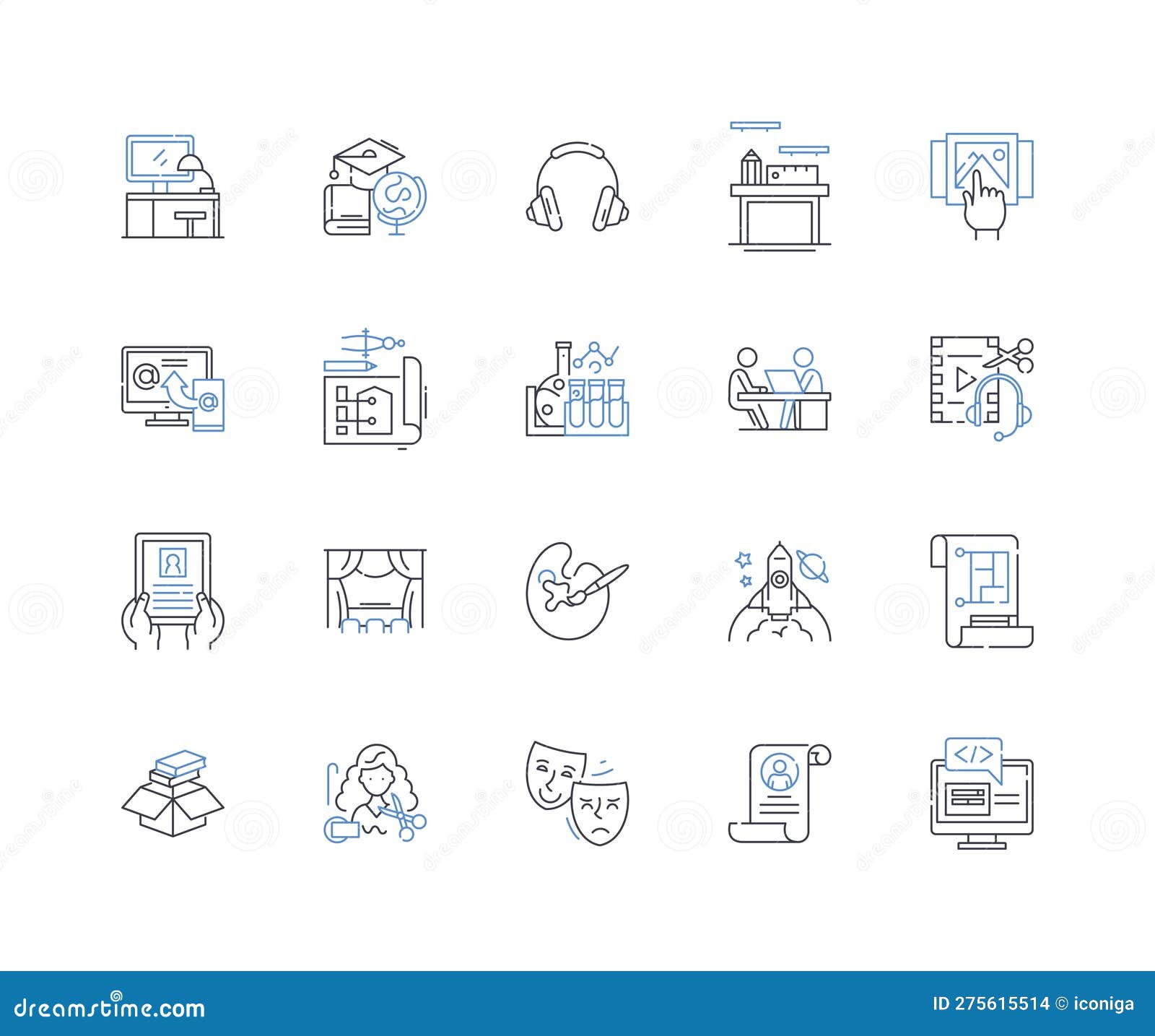 Temp Work Line Icons Collection. Flexibility, Variability, Diversity ...