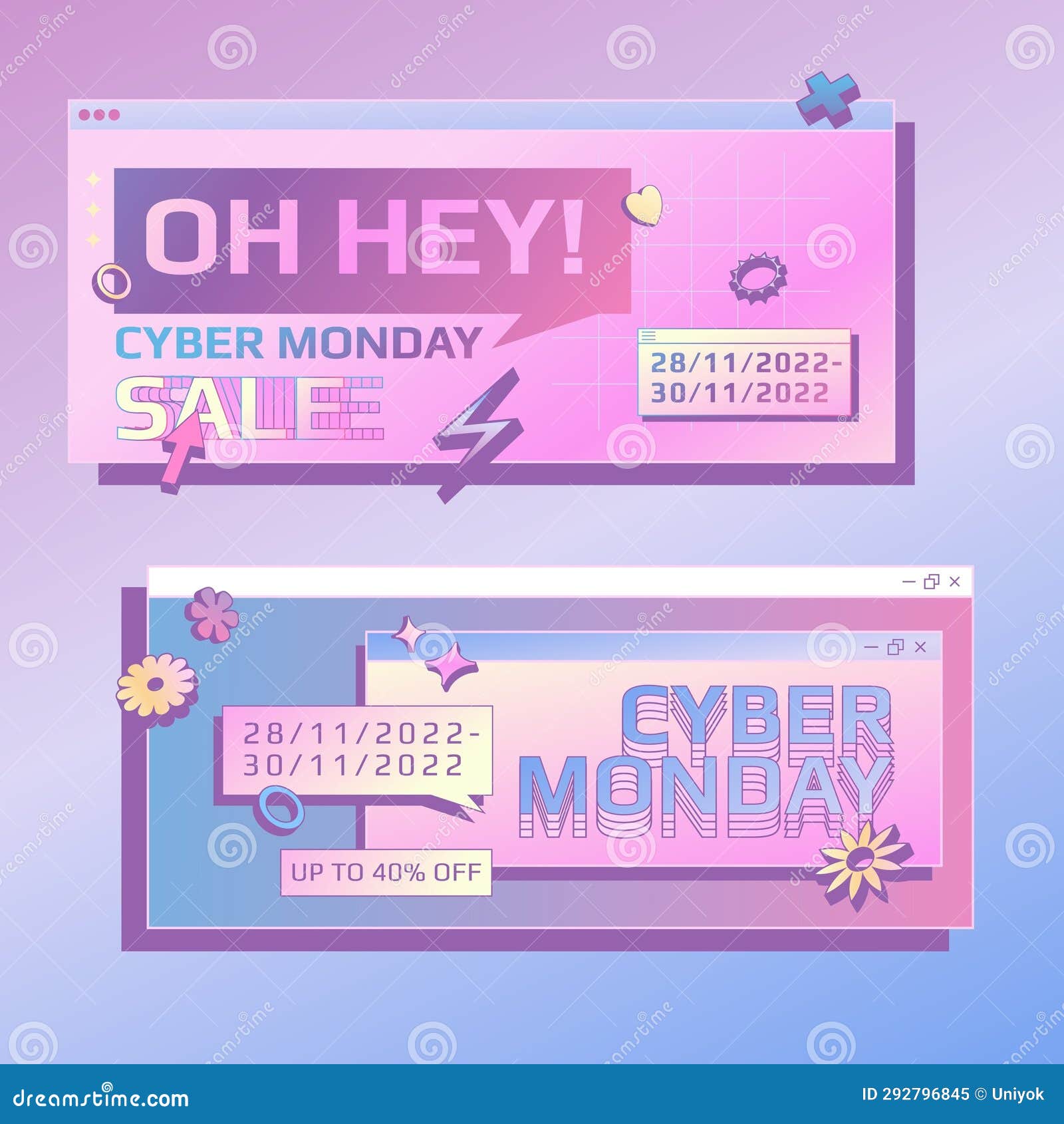 Tempate Design Cyber Monday Banner. 90s Interface Style. Retro Design ...
