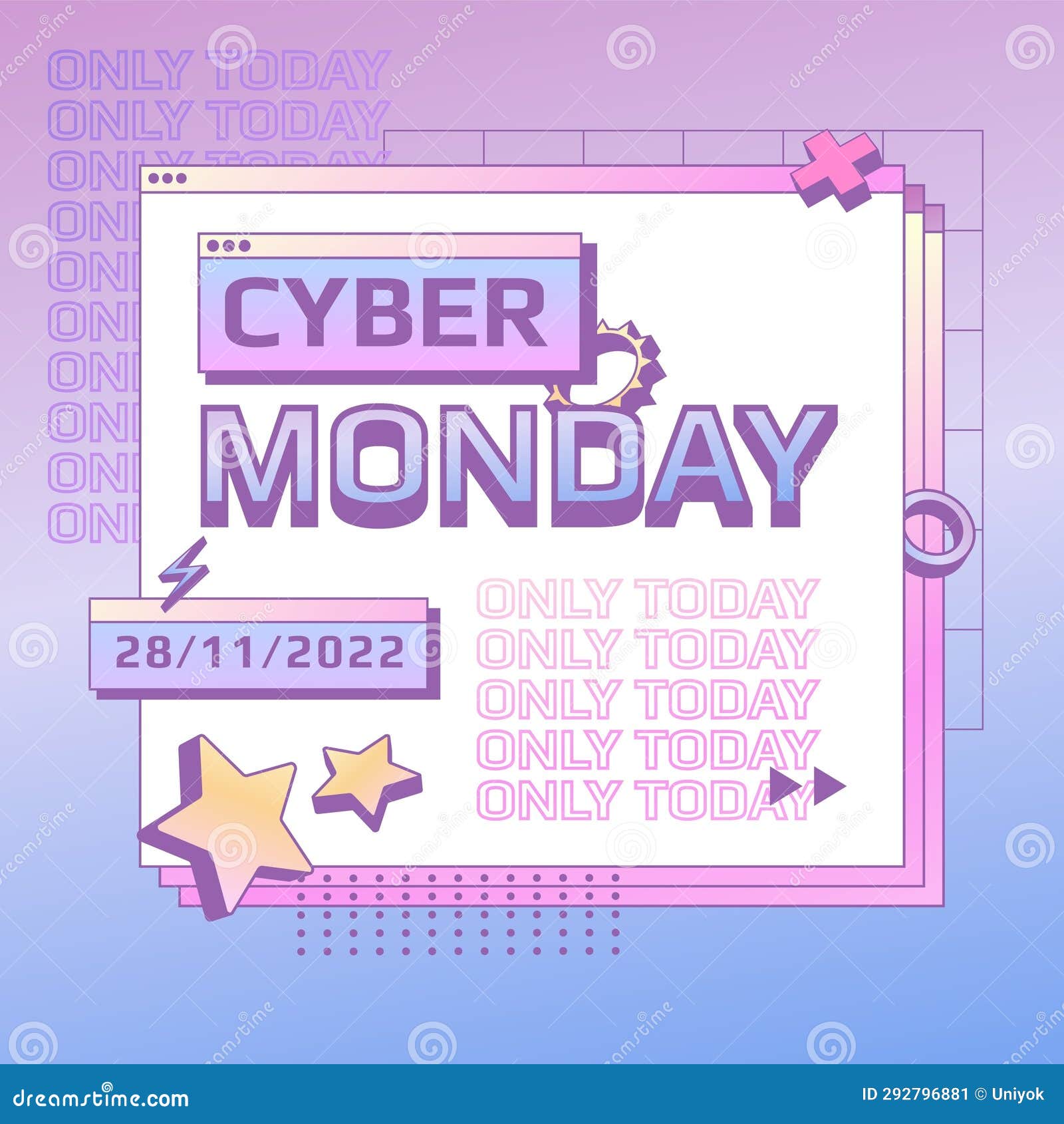 Tempate Design Cyber Monday Banner. 90s Interface Style. Retro Design ...