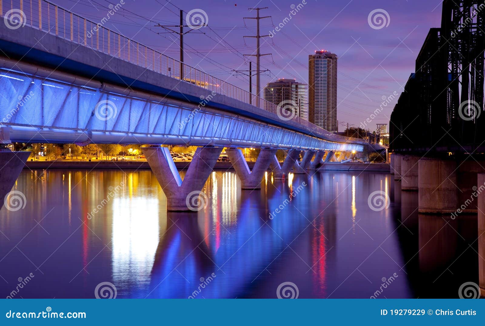 Tempe Arizona Light Rail Bridge and City Stock Image - Image of city ...
