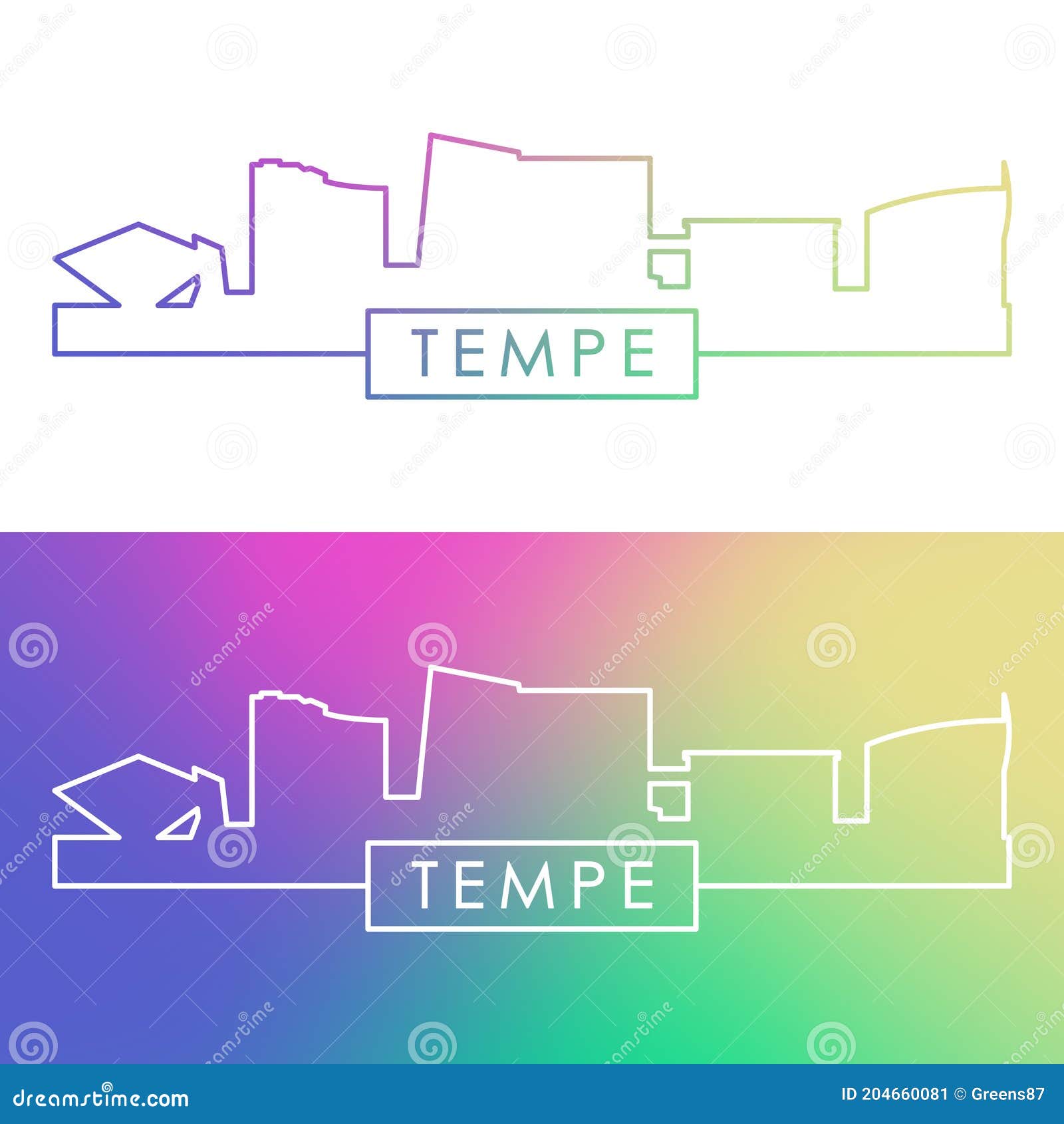 Tempe, Arizona skyline. stock vector. Illustration of construction ...