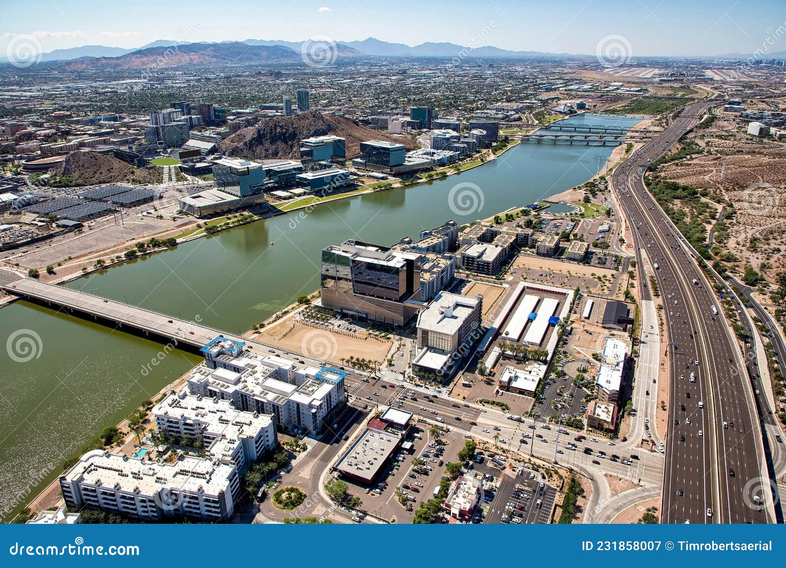Tempe Town Lake and Downtown Stock Image - Image of marina, skyline ...
