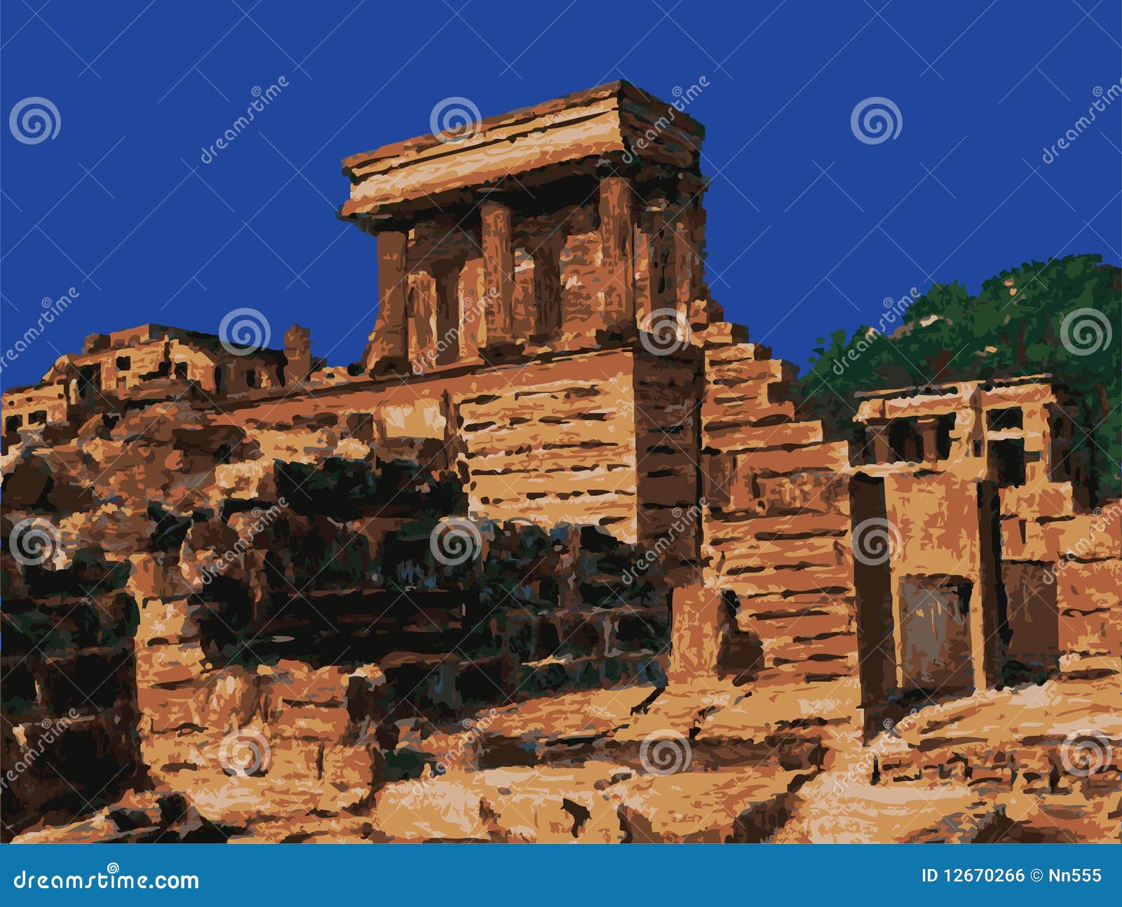 Tempel in Knossos, De Vector Van Kreta, Griekenland Vector Illustratie ...