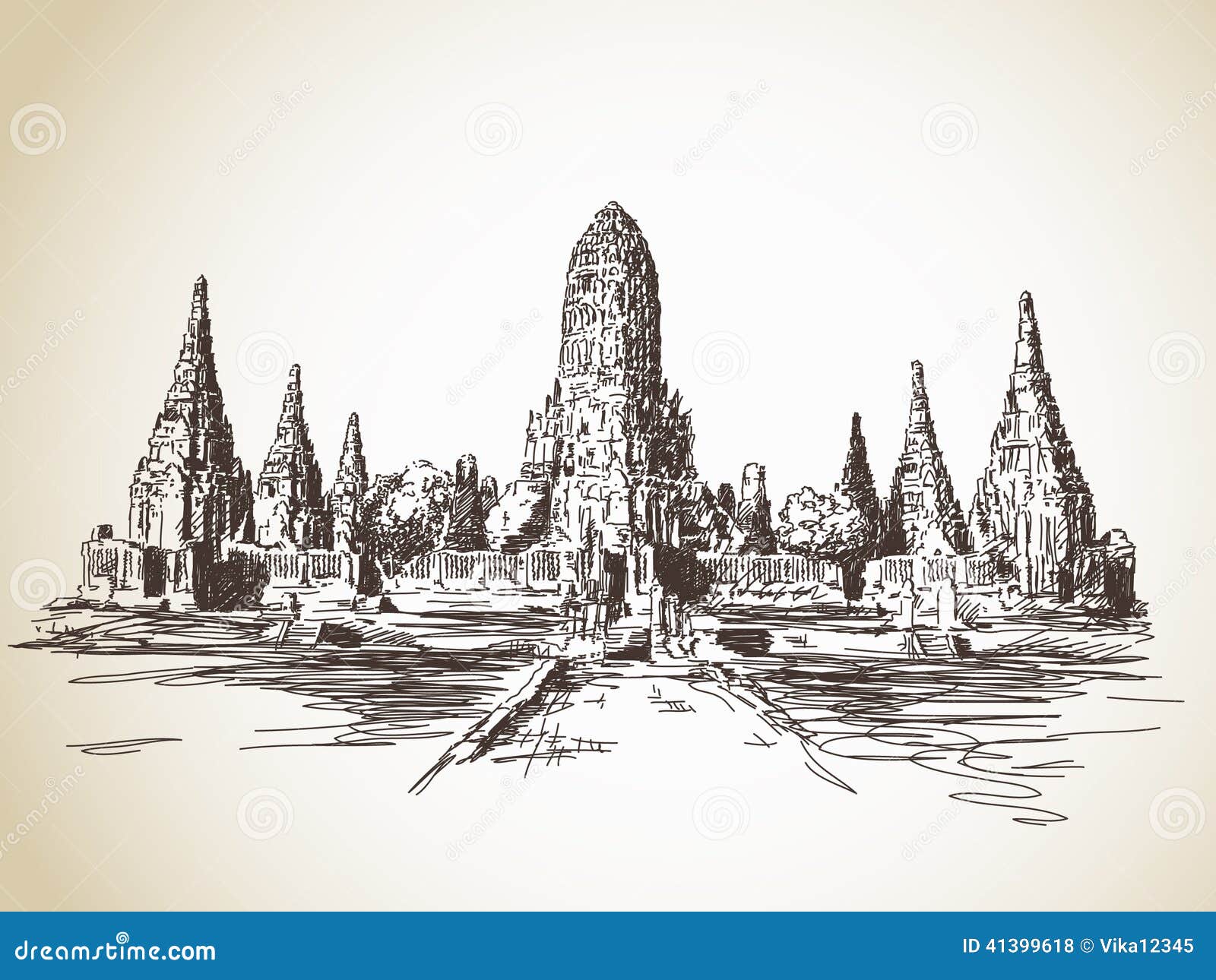 Tempel in Thailand vektor abbildung. Illustration von platz - 41399618