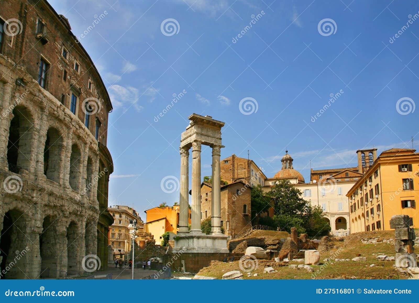 Tempel Von Apollo, Teatro Di Marcello, Rom Stockbild - Bild von spalte ...