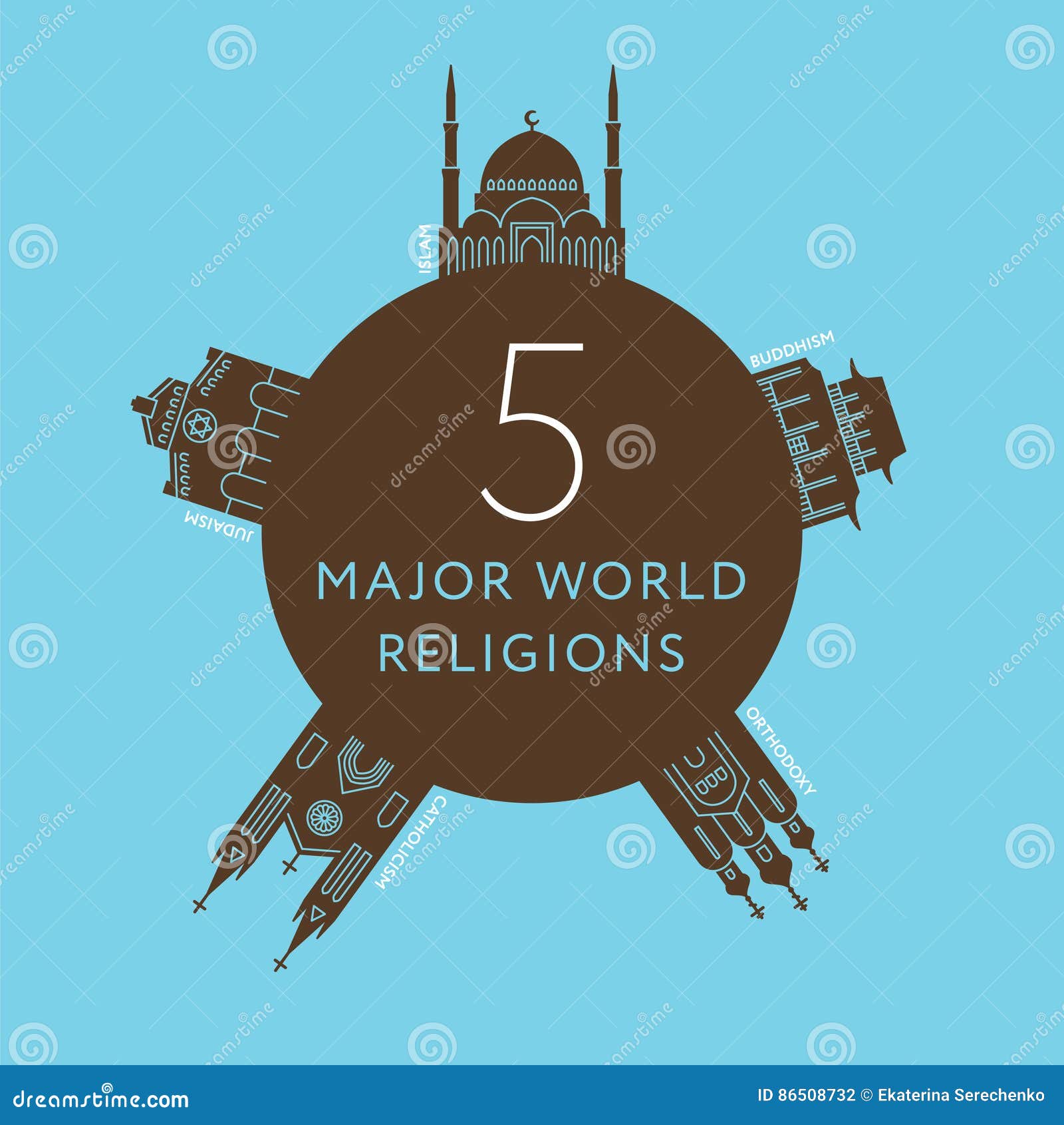 Tempels Van Wereld Verschillende Godsdiensten Reis Vector Illustratie ...