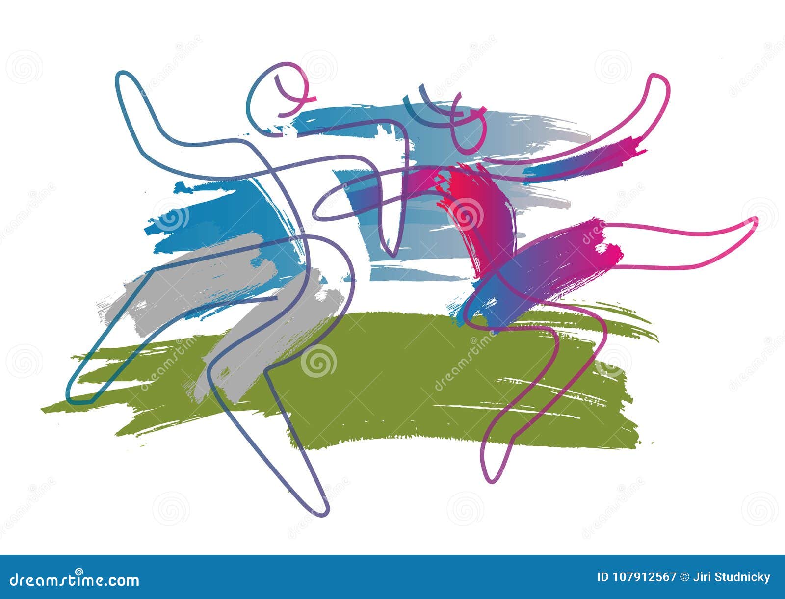 Temperamental Dance Pair on a Meadow. Stock Vector - Illustration of ...