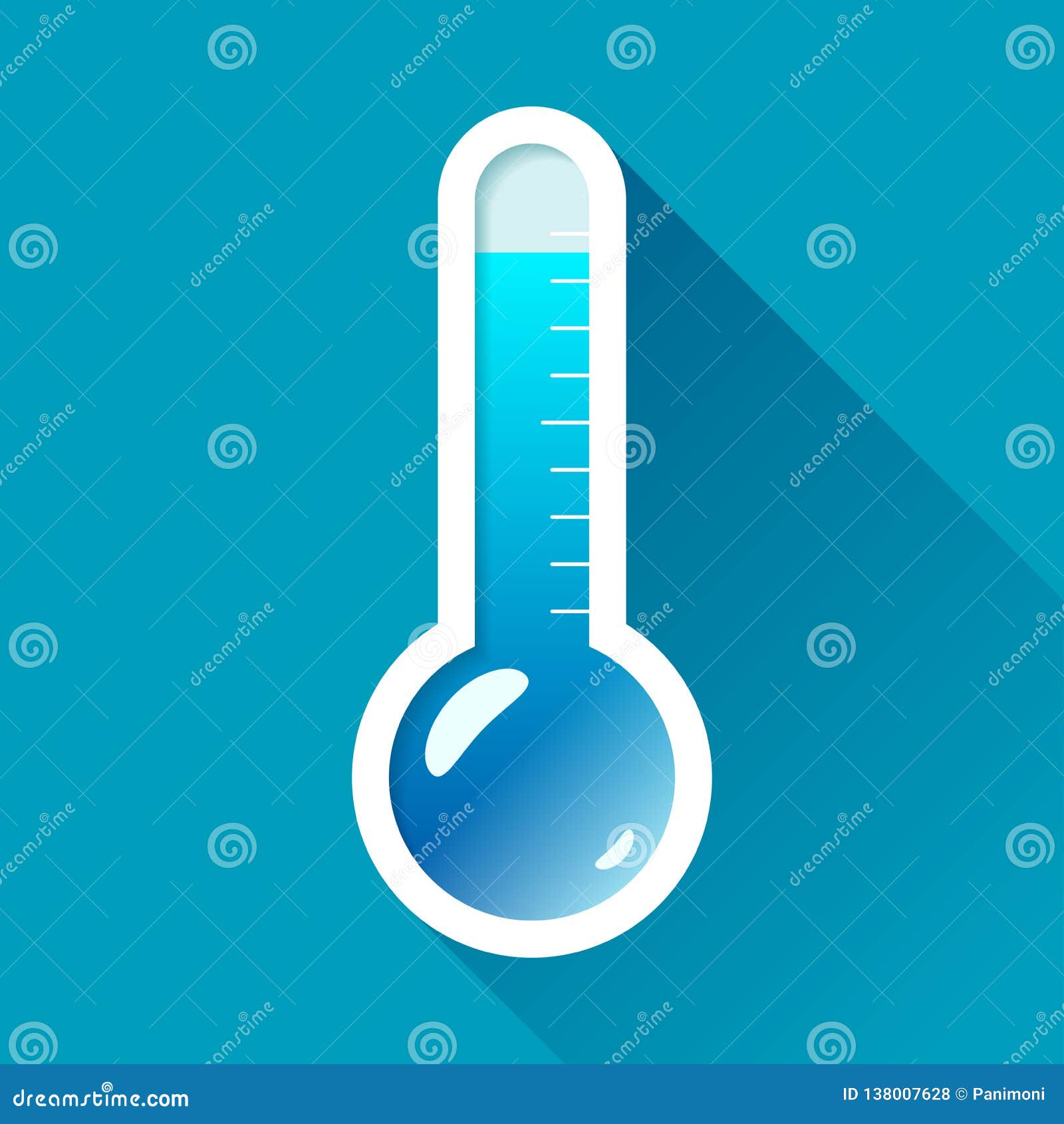 Thermometer in Flat Style on Color Background. Very Cold Temperature ...