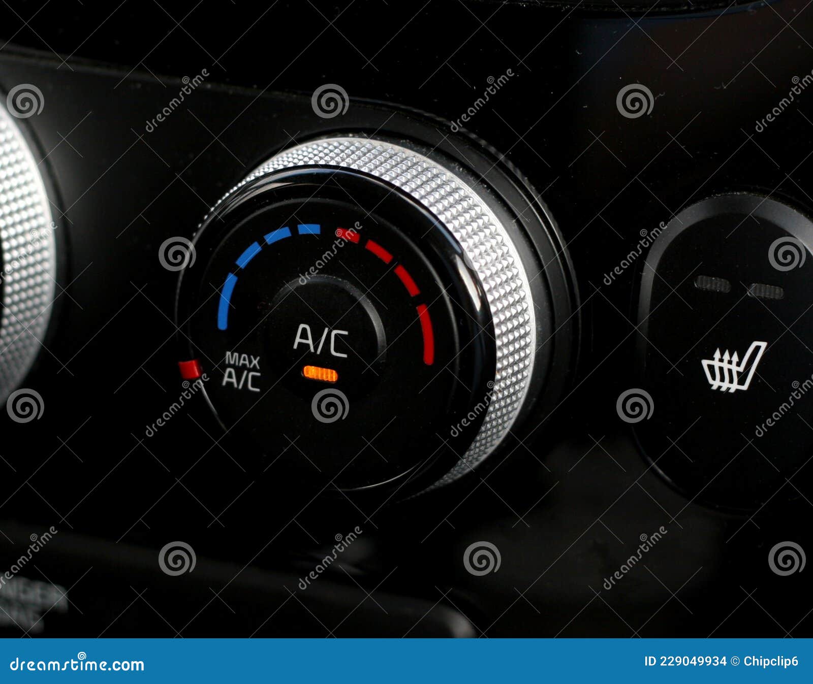 Temperature and Airconditioning Dial in Modern Vehicle Stock Photo ...