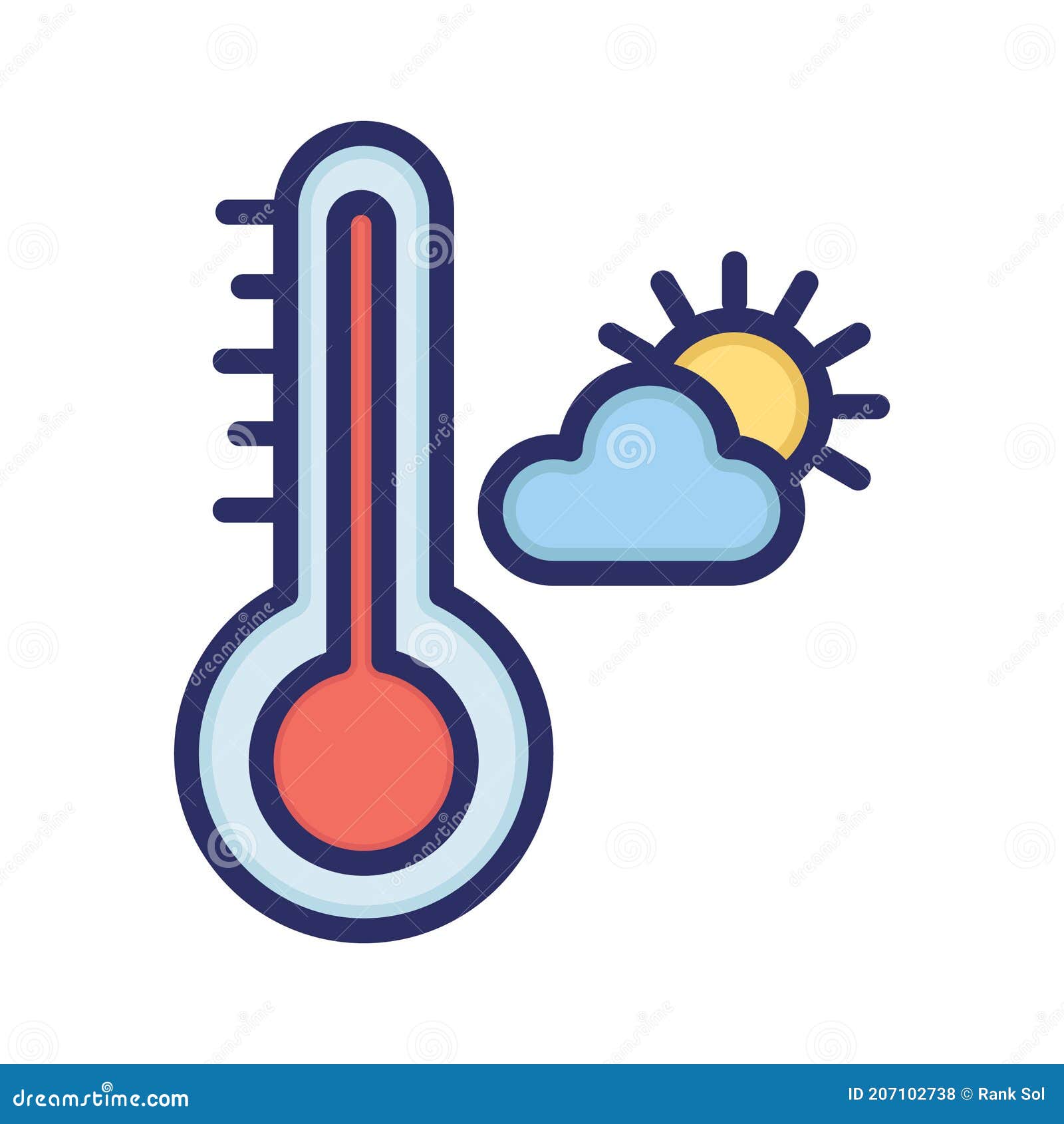 Temperature, Cloud, Sun, Thermometer Fully Editable Vector Icon Stock ...