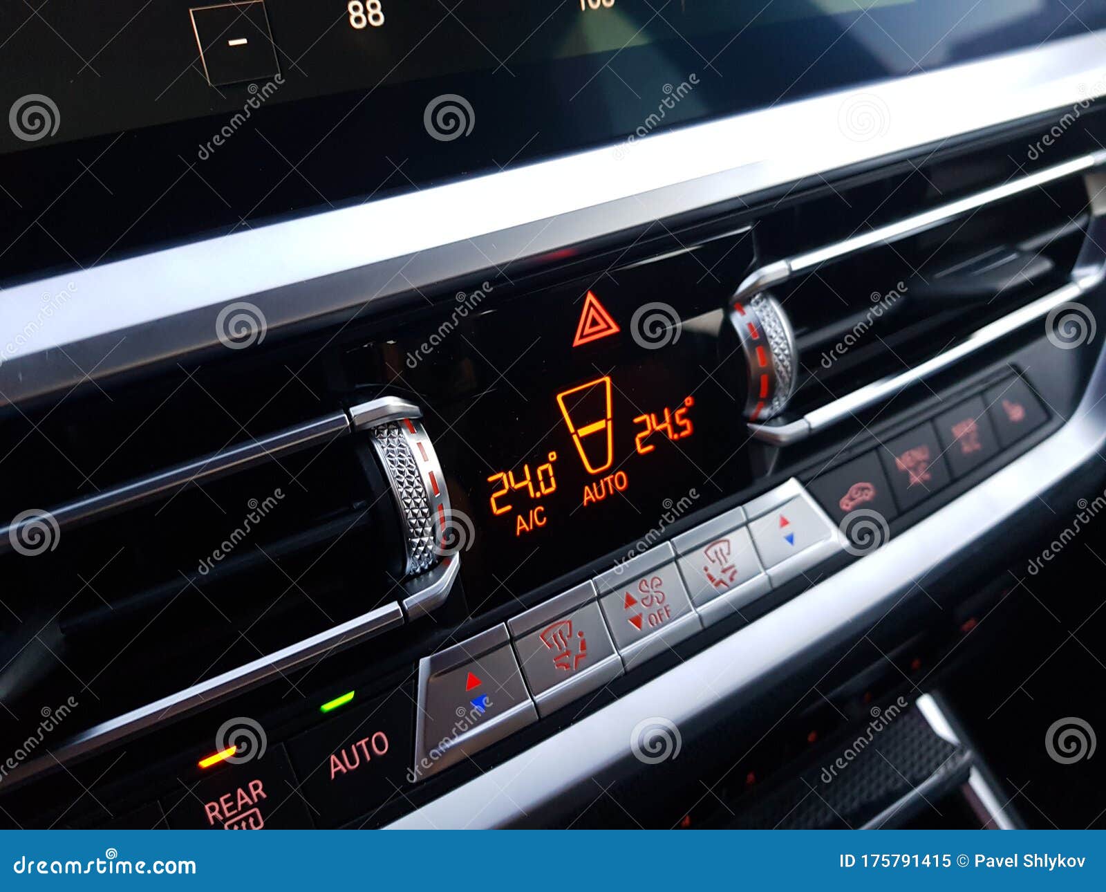 Car Elements. Temperature Control Device on Car Center Console Stock ...
