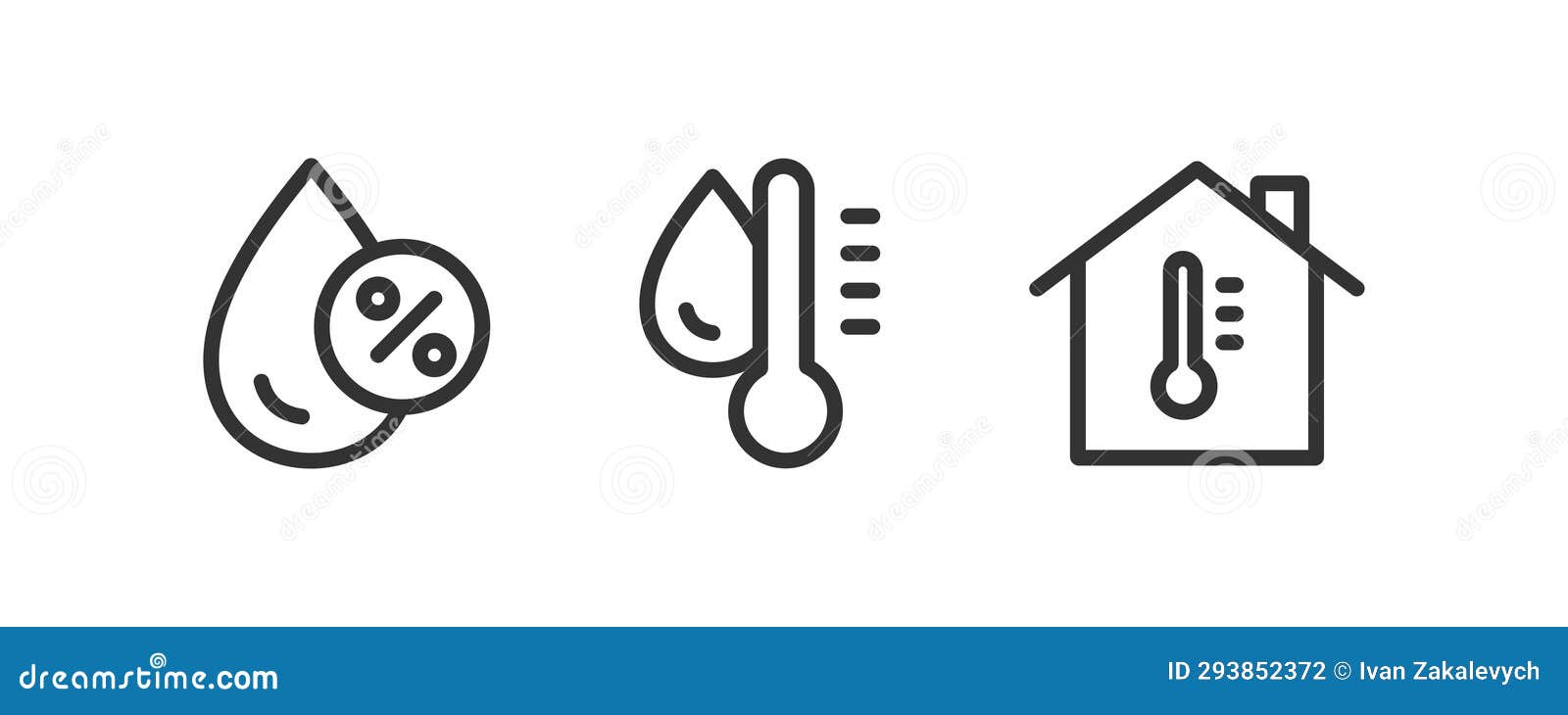 Temperature Control Icon Set. Humidity, Water Temperature, House ...