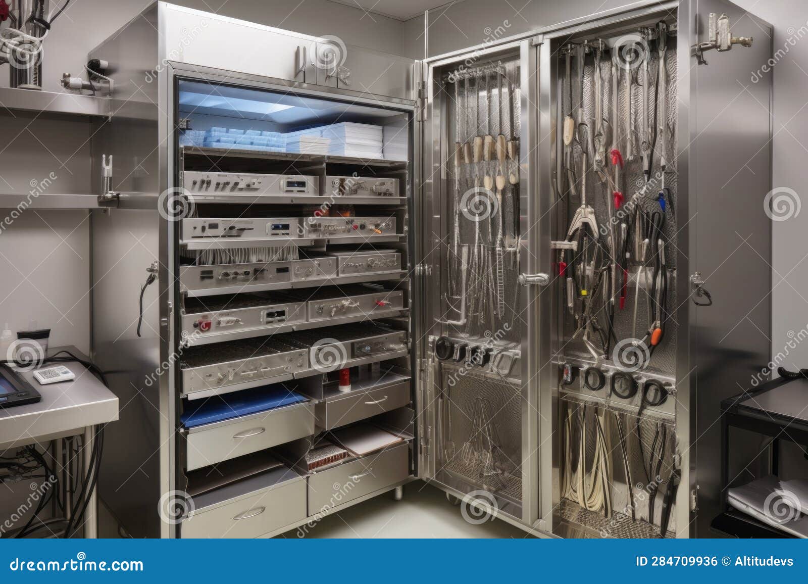 Temperature-controlled Holding Cabinet Filled with Surgical Instruments ...