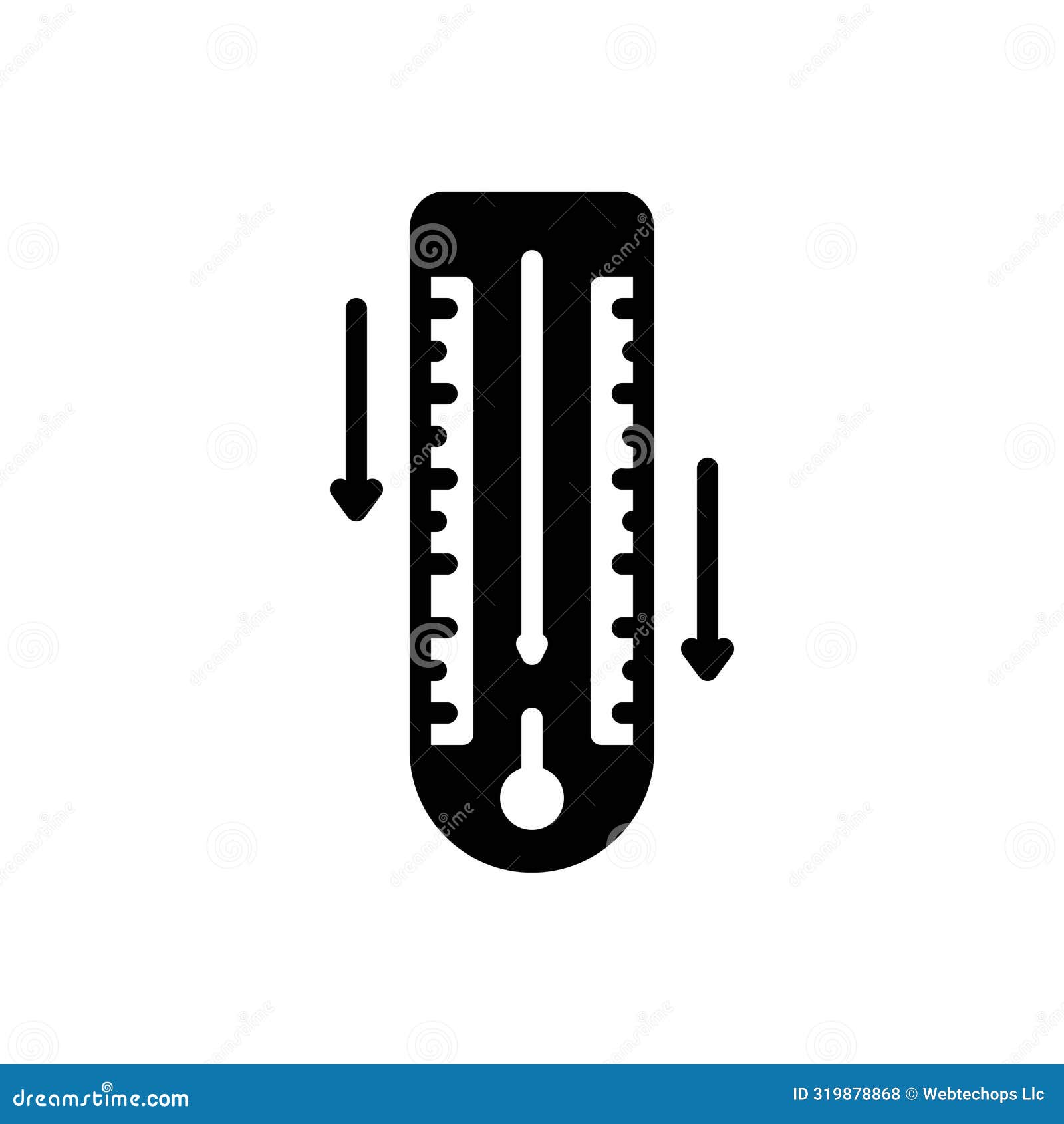 Black Solid Icon for Temperature Decrease, Temperature Ad Weather Stock Illustration ...