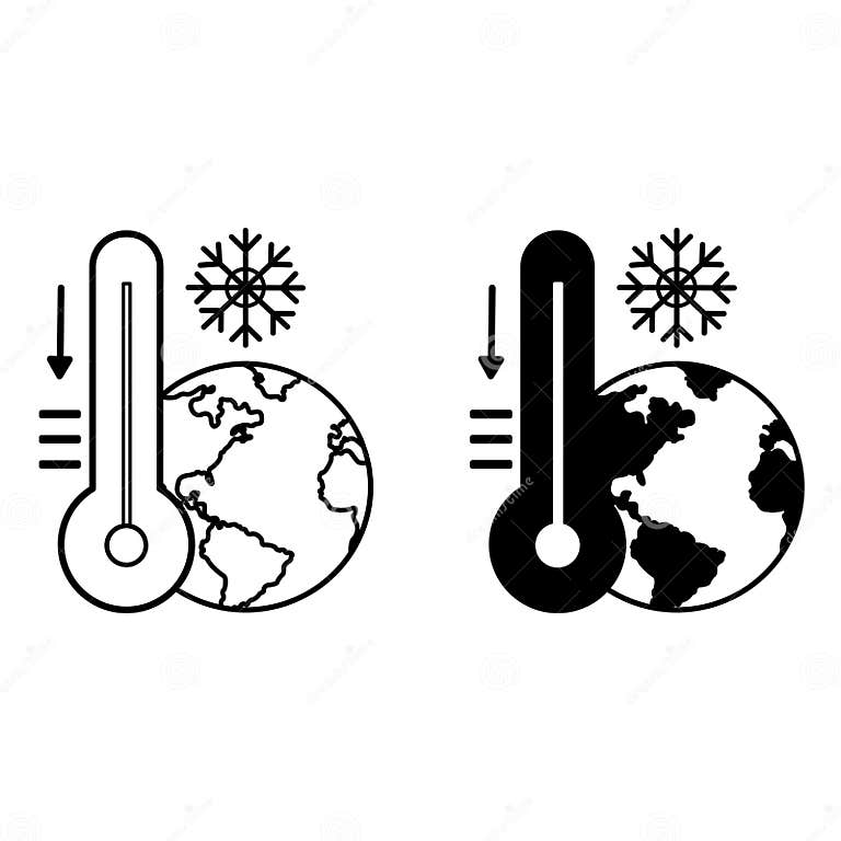 Temperature Decrease Icons. Stock Illustration - Illustration of technology, winter: 329946366