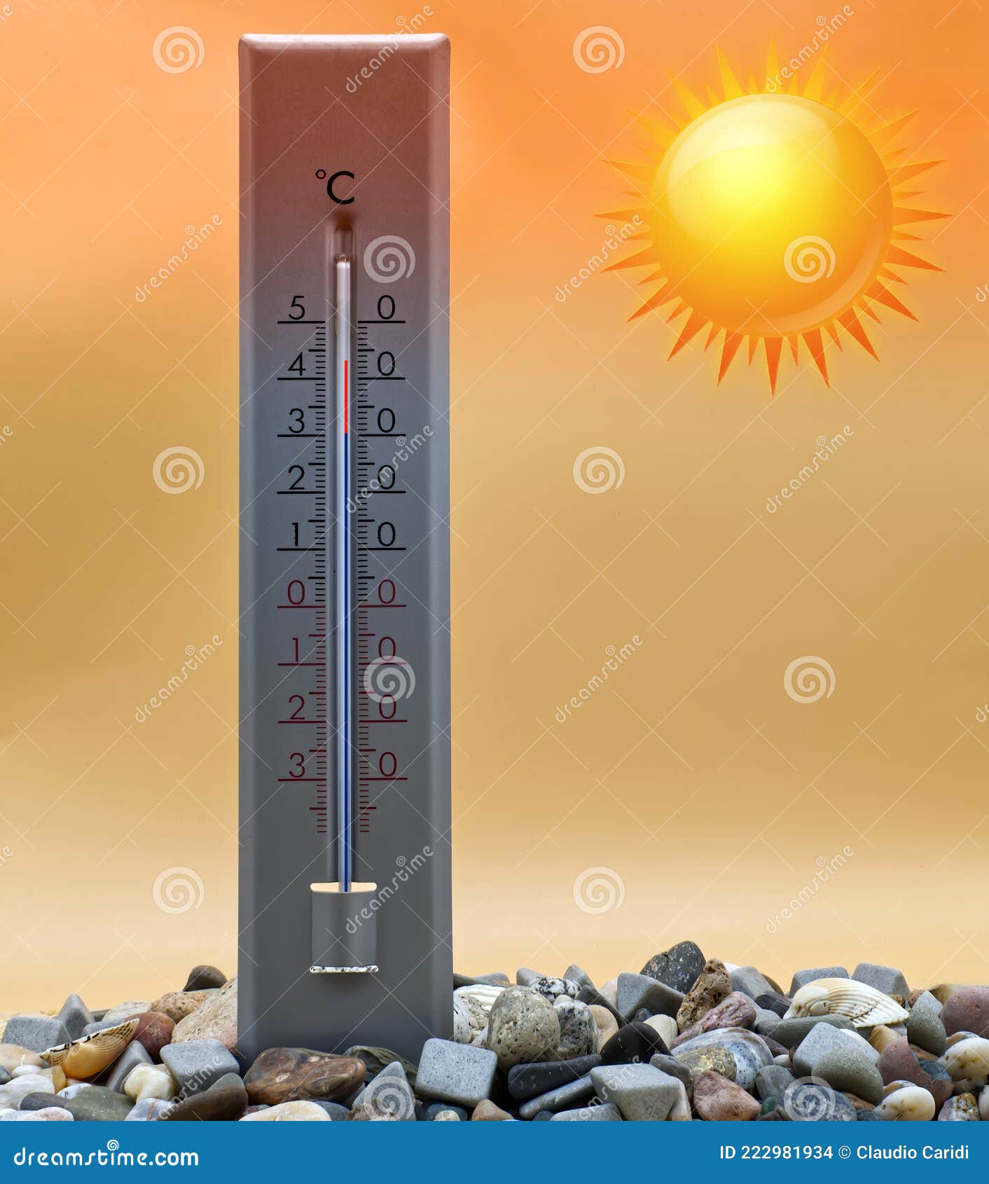 Temperature of 43 Degrees Celsius Measured on a Weather Thermometer ...