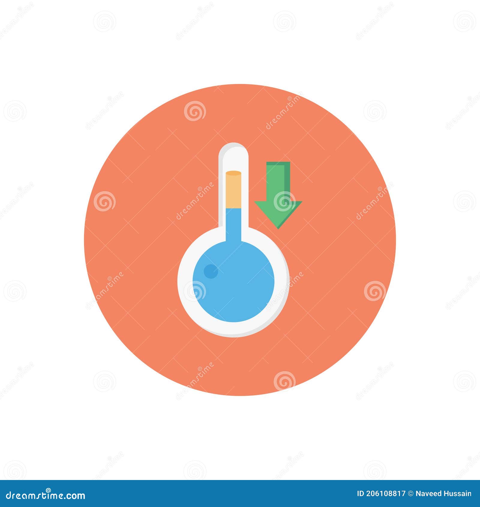 Temperature down stock vector. Illustration of temperature - 206108817