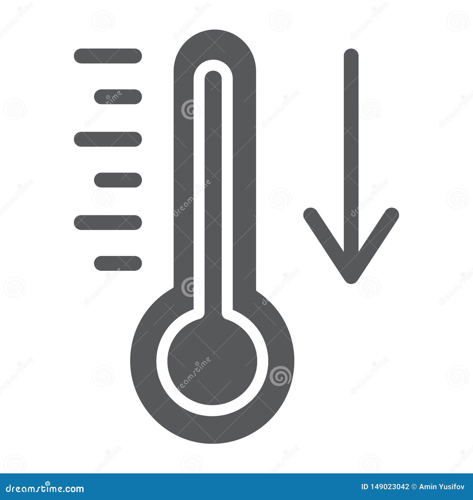 Temperature Falling Glyph Icon, Thermometer and Forecast, Cold ...