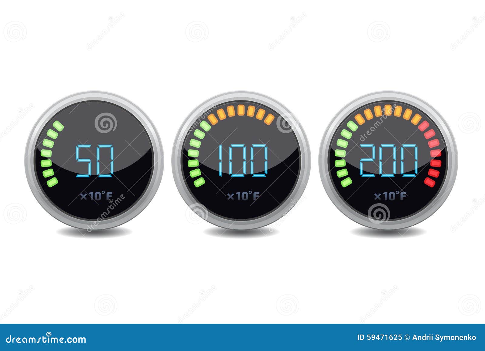 Temperature Gauge Digital Set. Vector Icon Stock Vector - Illustration ...