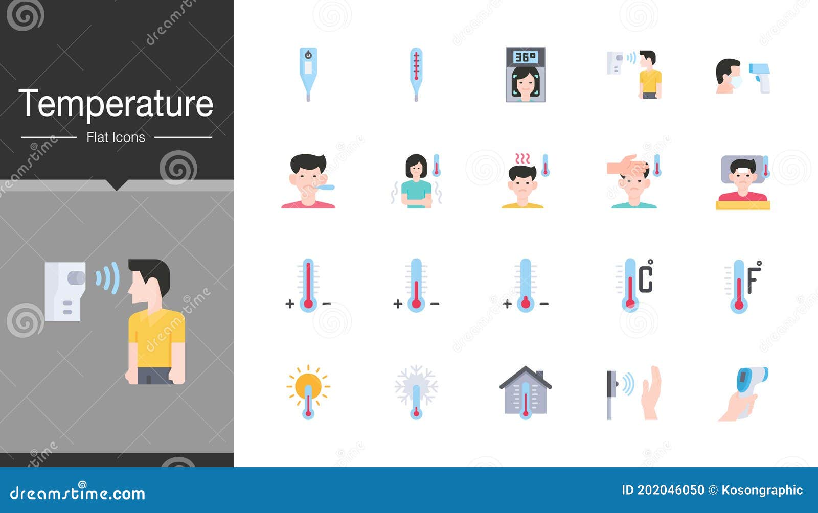 Temperature Icons. Flat Design Stock Vector - Illustration of influenza ...
