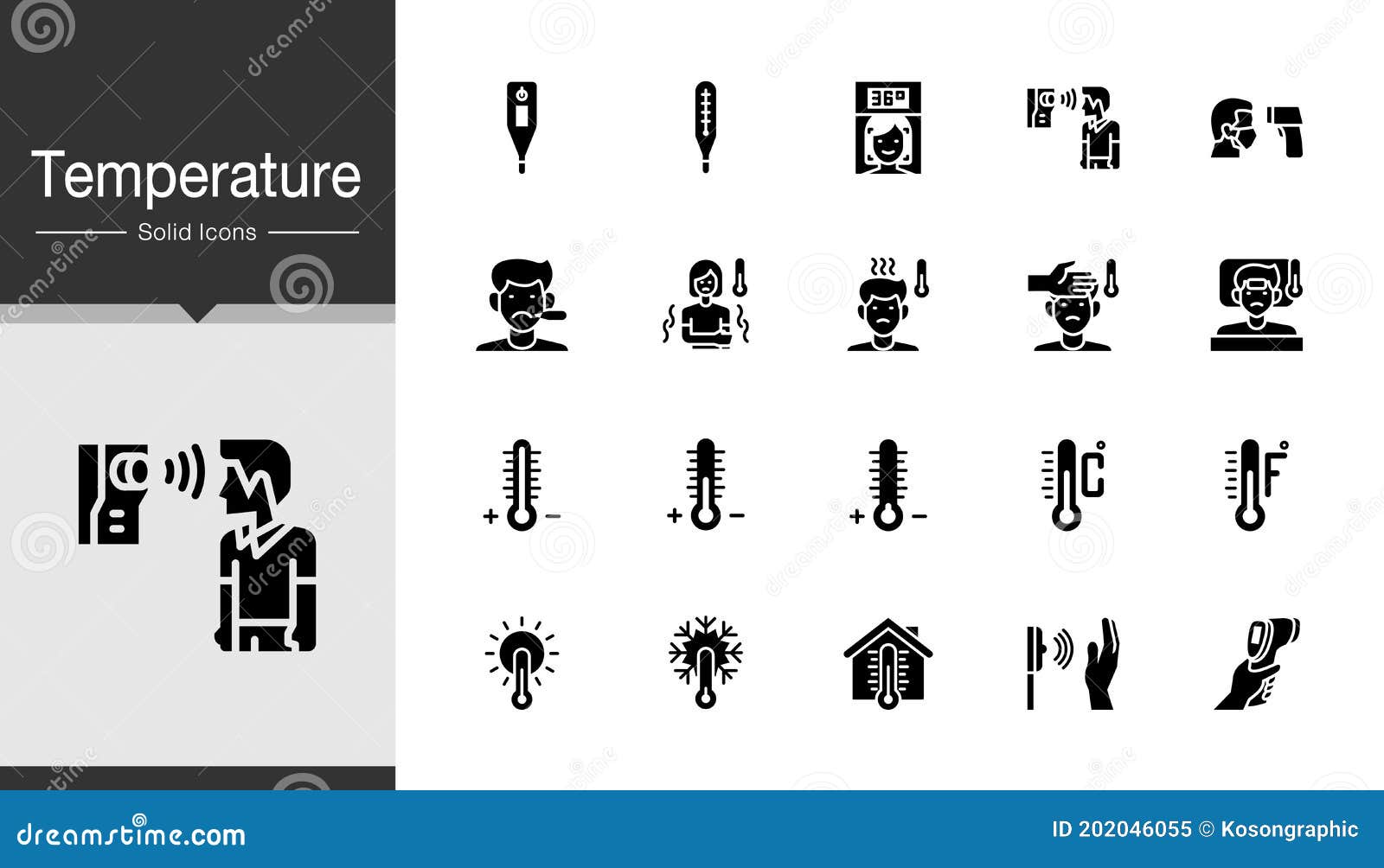 Temperature Icons. Solid Design Stock Vector - Illustration of holding ...