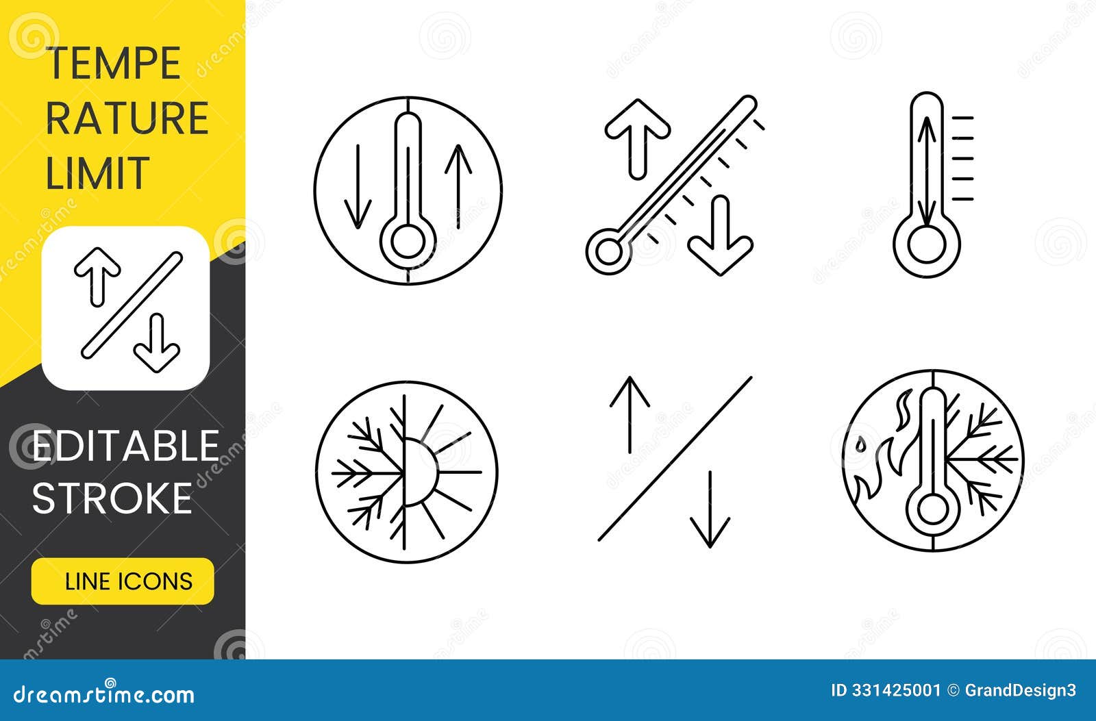 Temperature Limit Vector Line Icon Set with Editable Stroke Stock ...